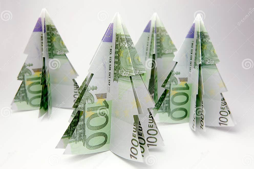 Euro Christmas Trees stock image. Image of banknote, object - 28094565