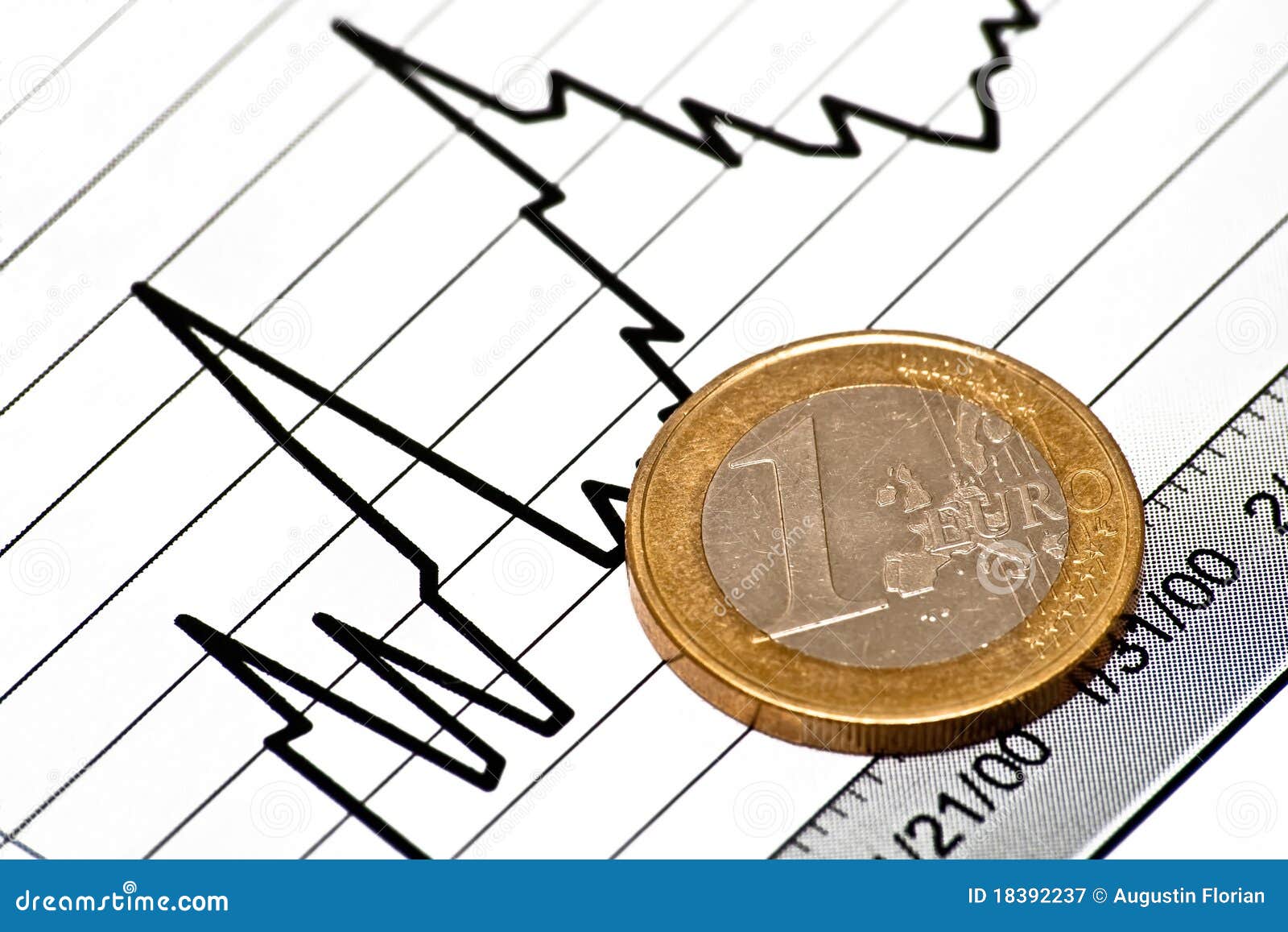 Euro coin on chart stock image. Image of annual, financial - 18392237