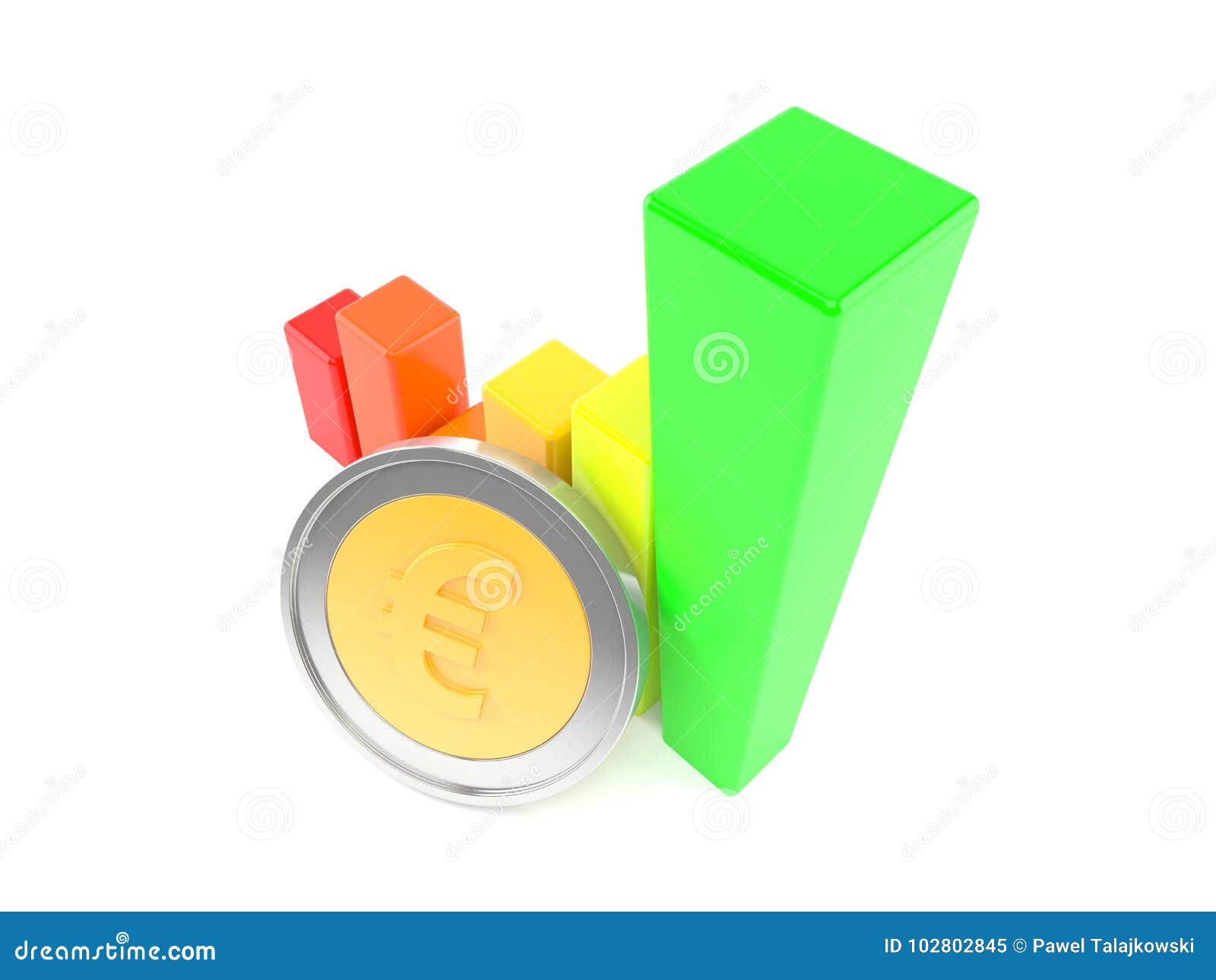 Euro coin with chart stock illustration. Illustration of business ...