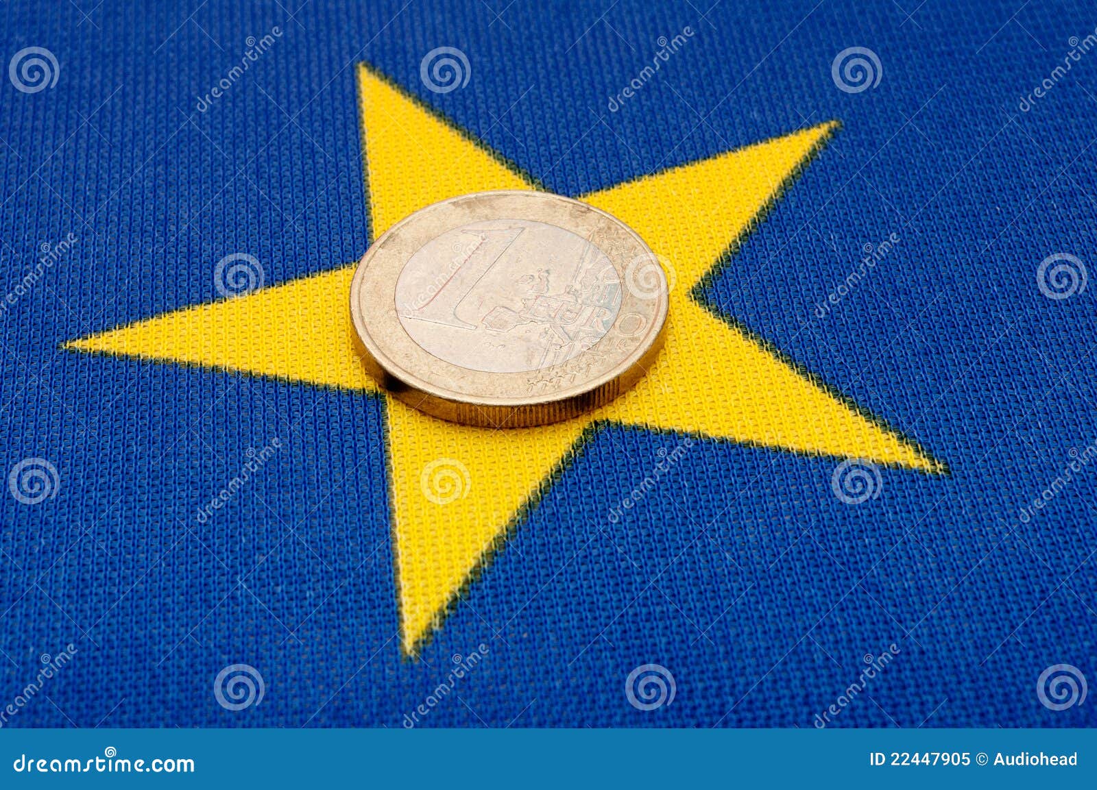 Euro Coin on EU Flag stock image. Image of cash, european - 22447905