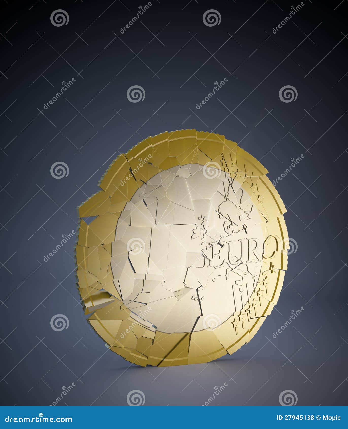 Euro coin falling apart stock illustration. Illustration of bank - 27945138