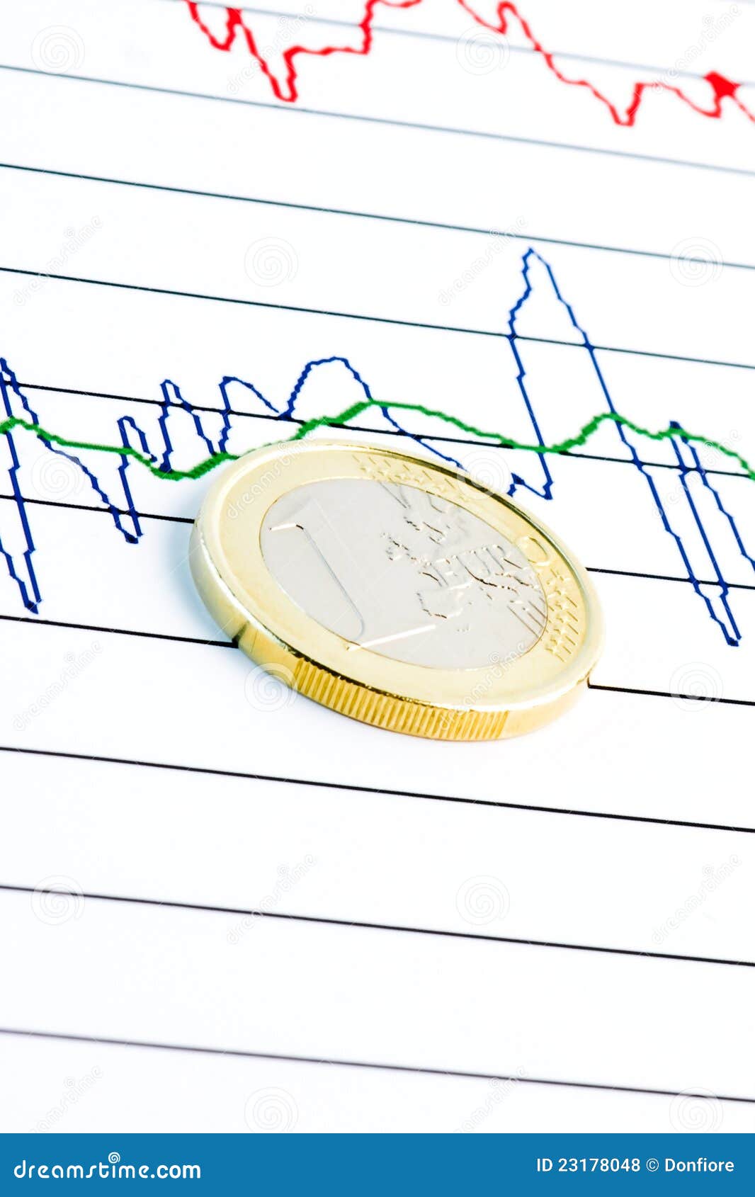 Euro Coin on Financial Chart Stock Photo - Image of corporate, debt ...