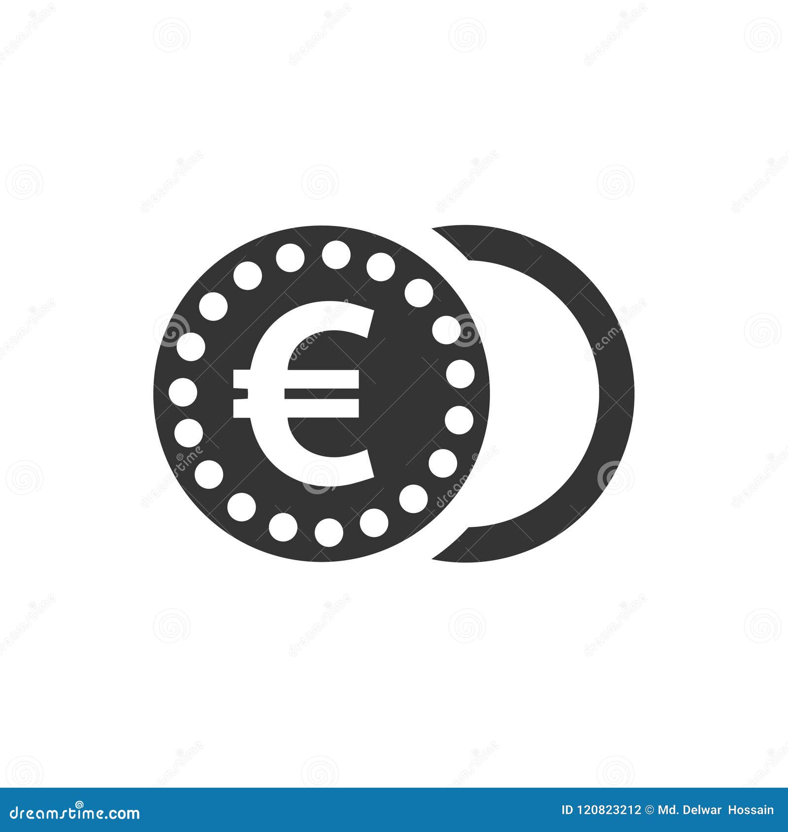 Euro Coin Icon stock vector. Illustration of coin, finance - 120823212