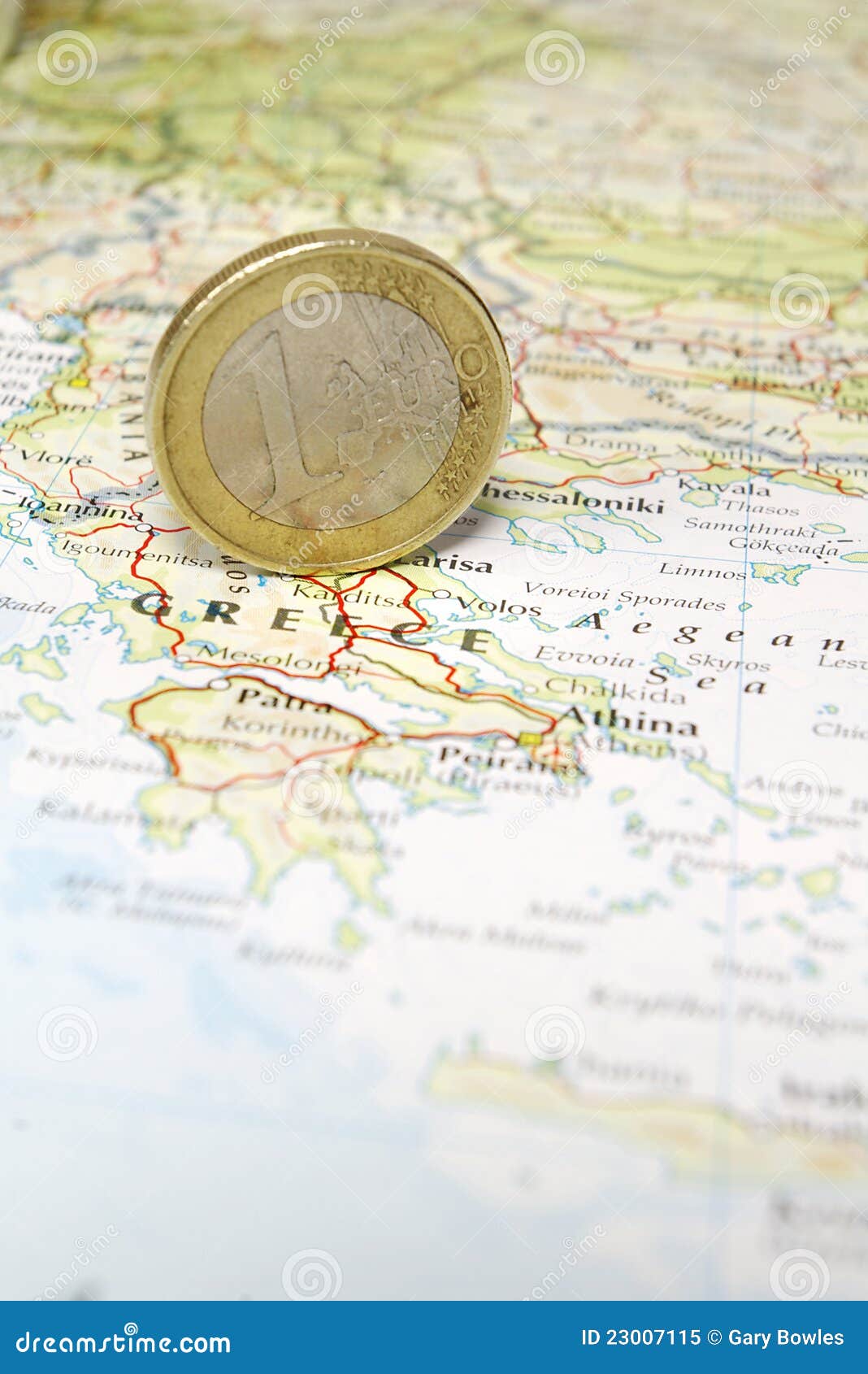 Euro Coin on a Map of Greece Stock Image - Image of coin, euro: 23007115