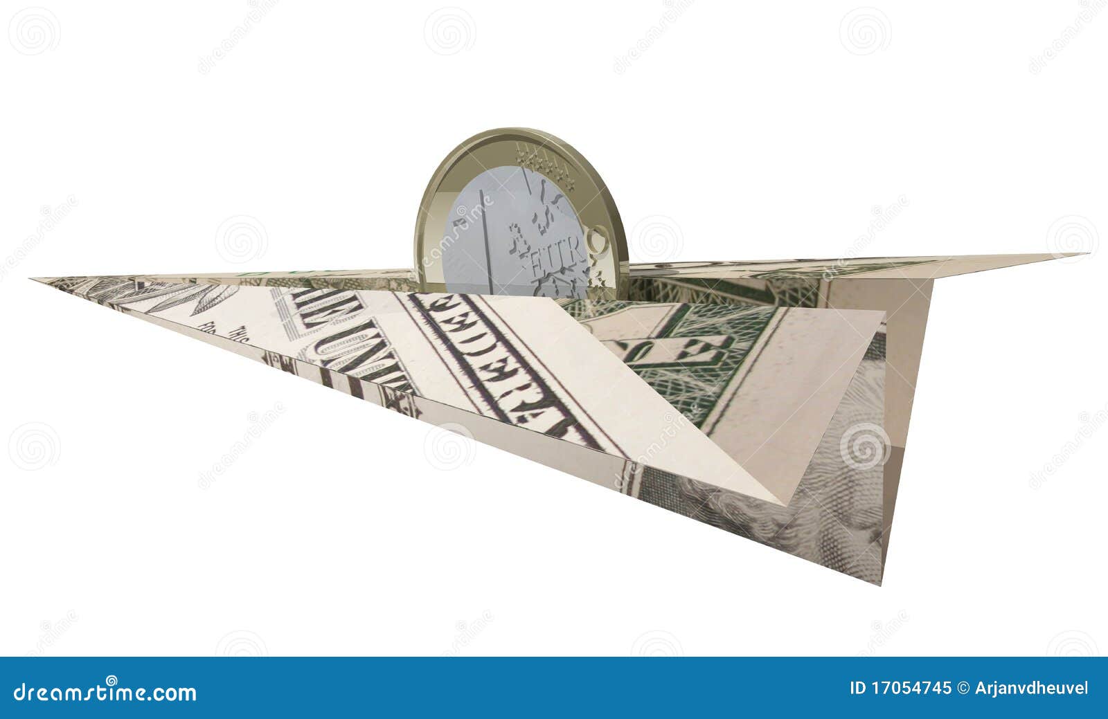 Euro Coin Riding Dollar Paper Plane Stock Illustration - Illustration ...