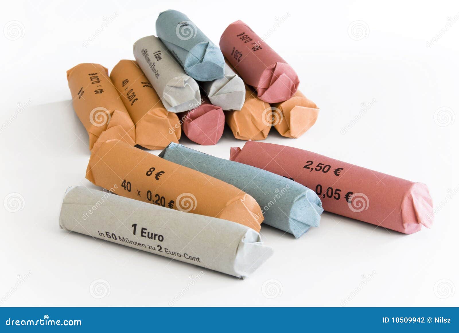 Euro Coin Rolls stock photo. Image of colourful, hard - 10509942