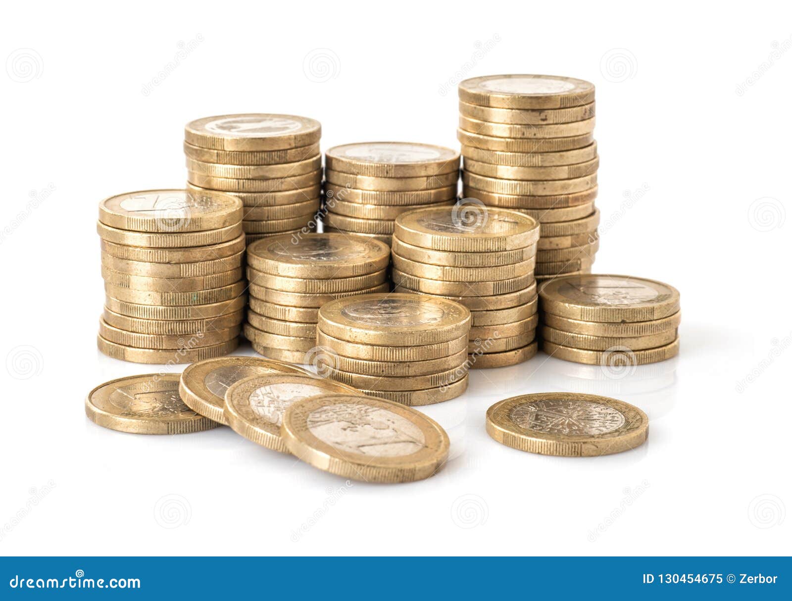 Euro Coin Stacks Isolated on a White Background Stock Image - Image of ...