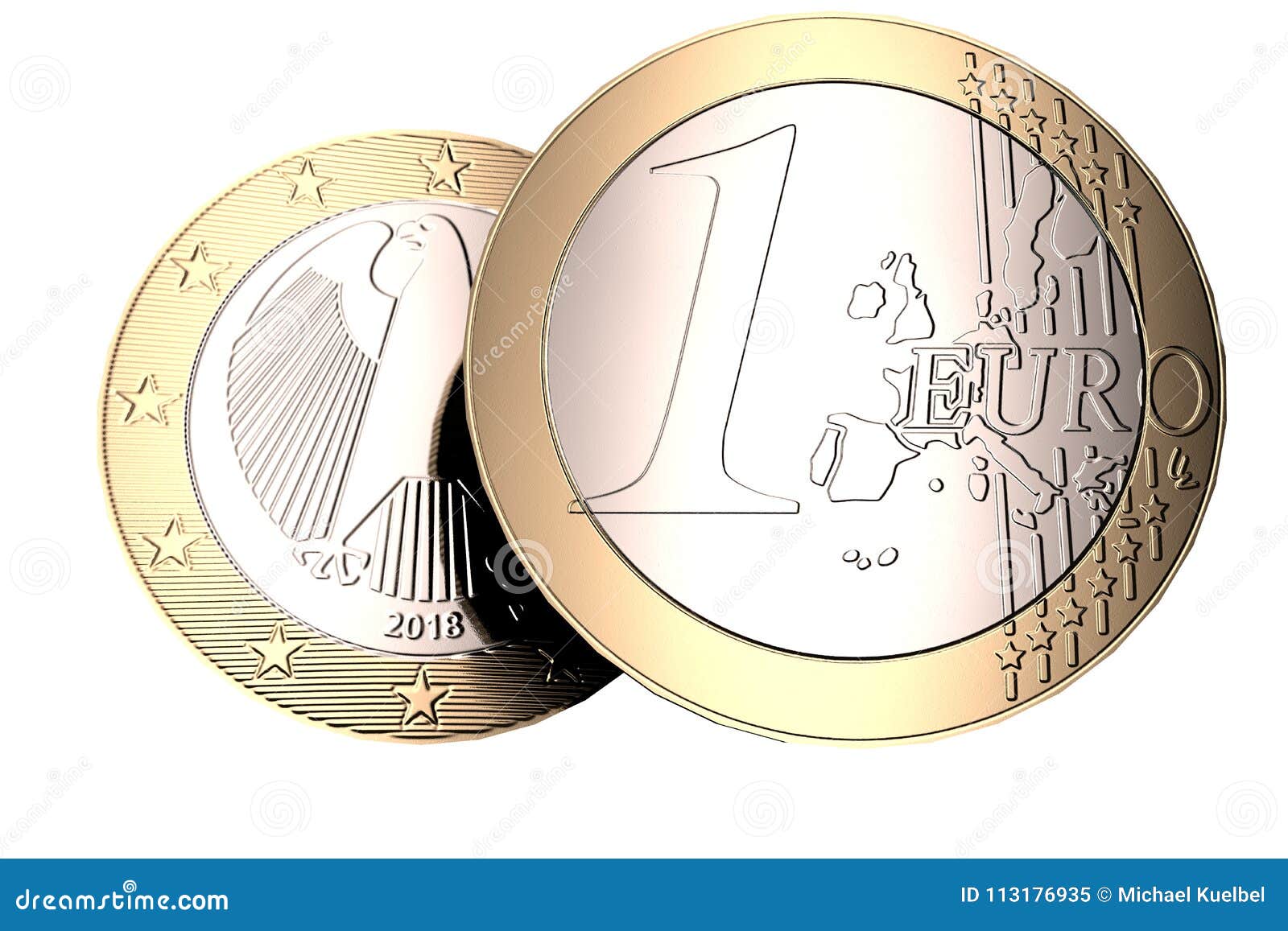 Euro Coin on a White Background Front and Back High Quality, High ...