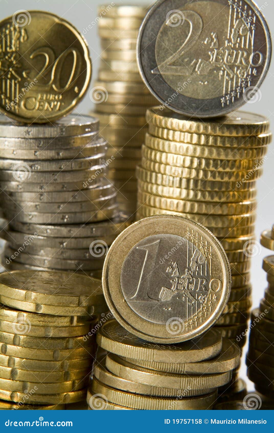 Euro coins column stock photo. Image of euro, data, banking - 19757158