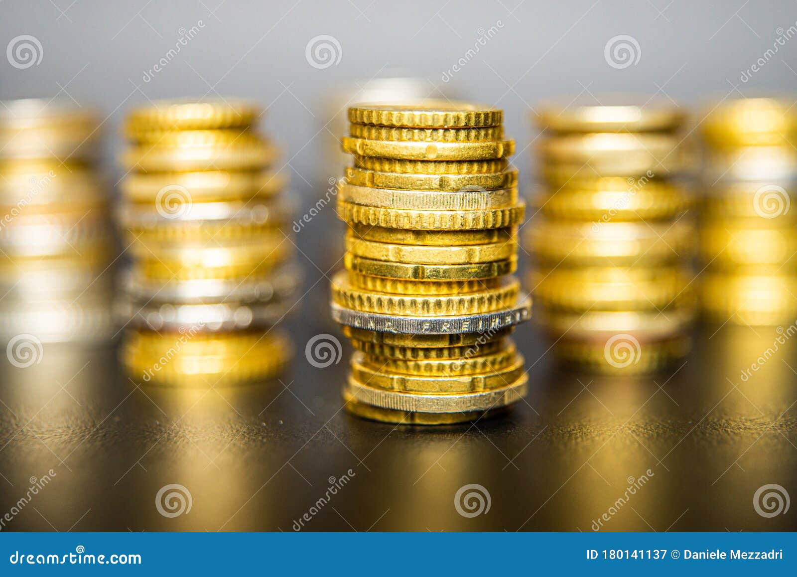 Euro coins on dark table stock image. Image of commerce - 180141137