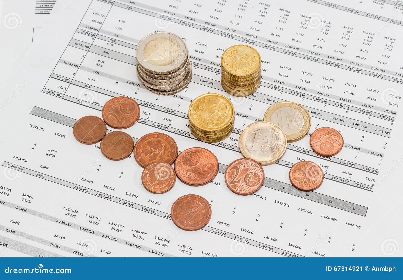 Euro Coins Different Denominations on the Data Table Stock Image ...