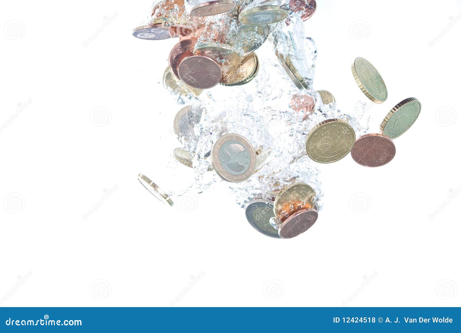 Euro Coins Falling into the Water Stock Photo - Image of money ...