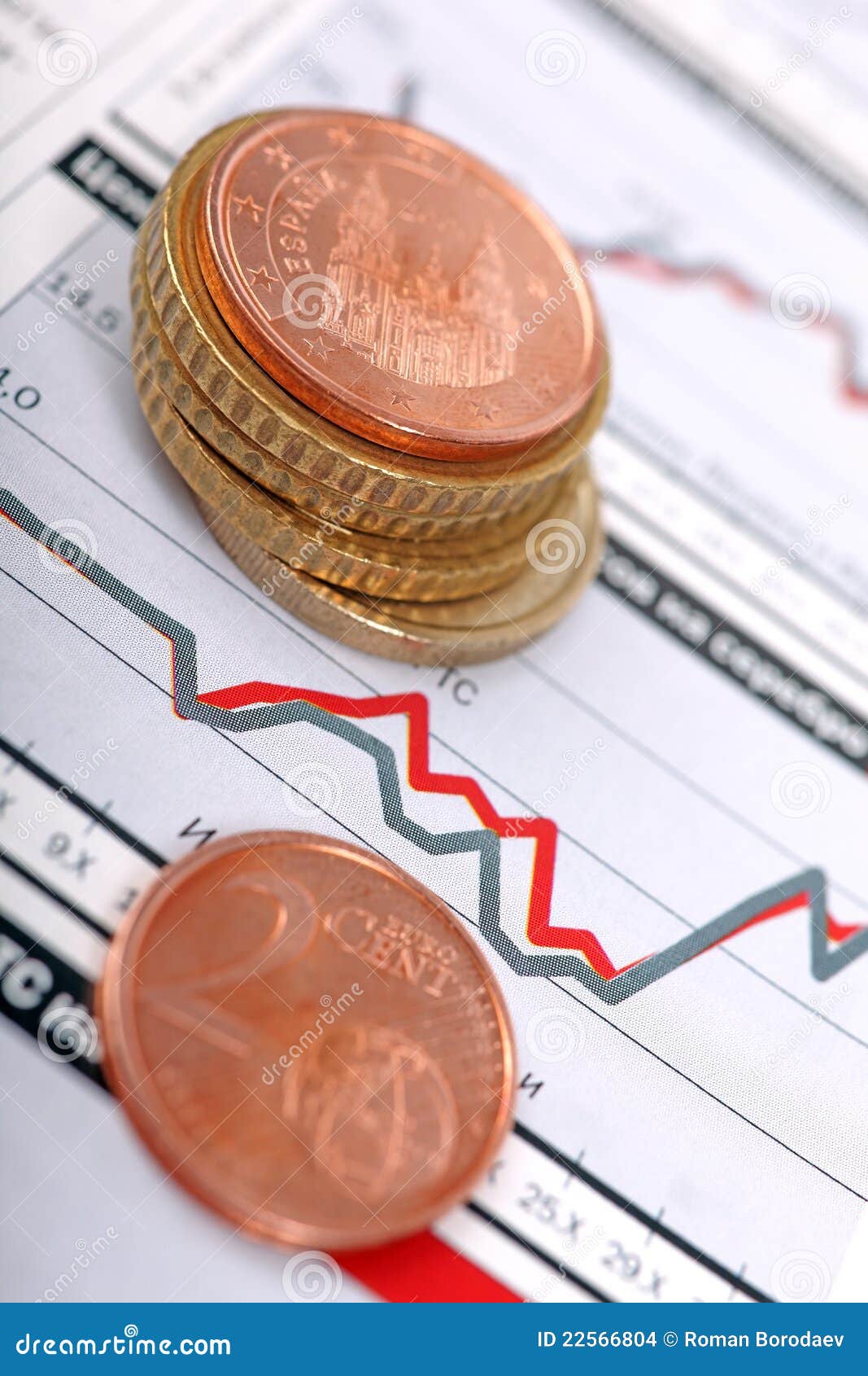 Euro Coins and Financial Graph. Stock Photo - Image of analyzing, bank ...