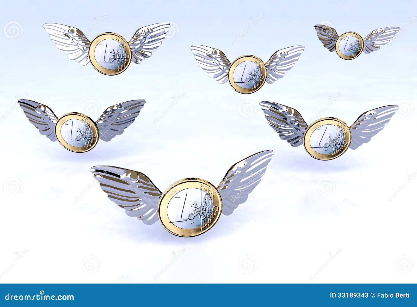 Euro Coins Flying in the Sky Stock Illustration - Illustration of ...
