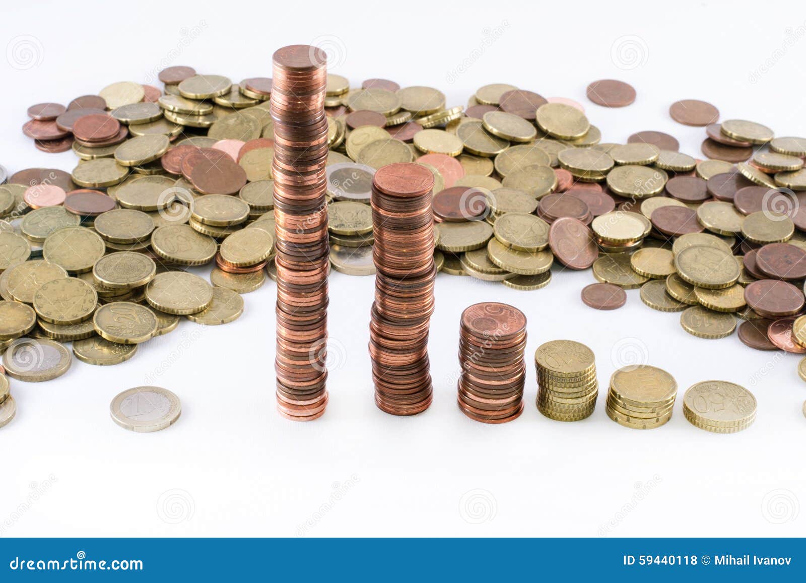 Cylinders Of Euro Coins And The Letters Vs Formed By Wooden Little ...