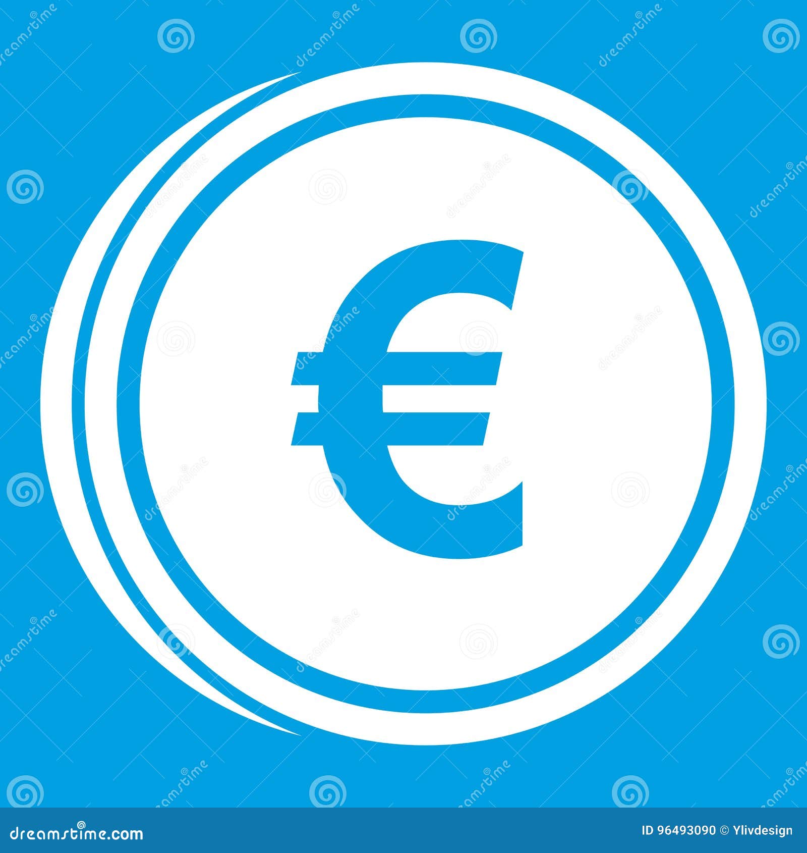 Euro coins icon white stock vector. Illustration of banking - 96493090