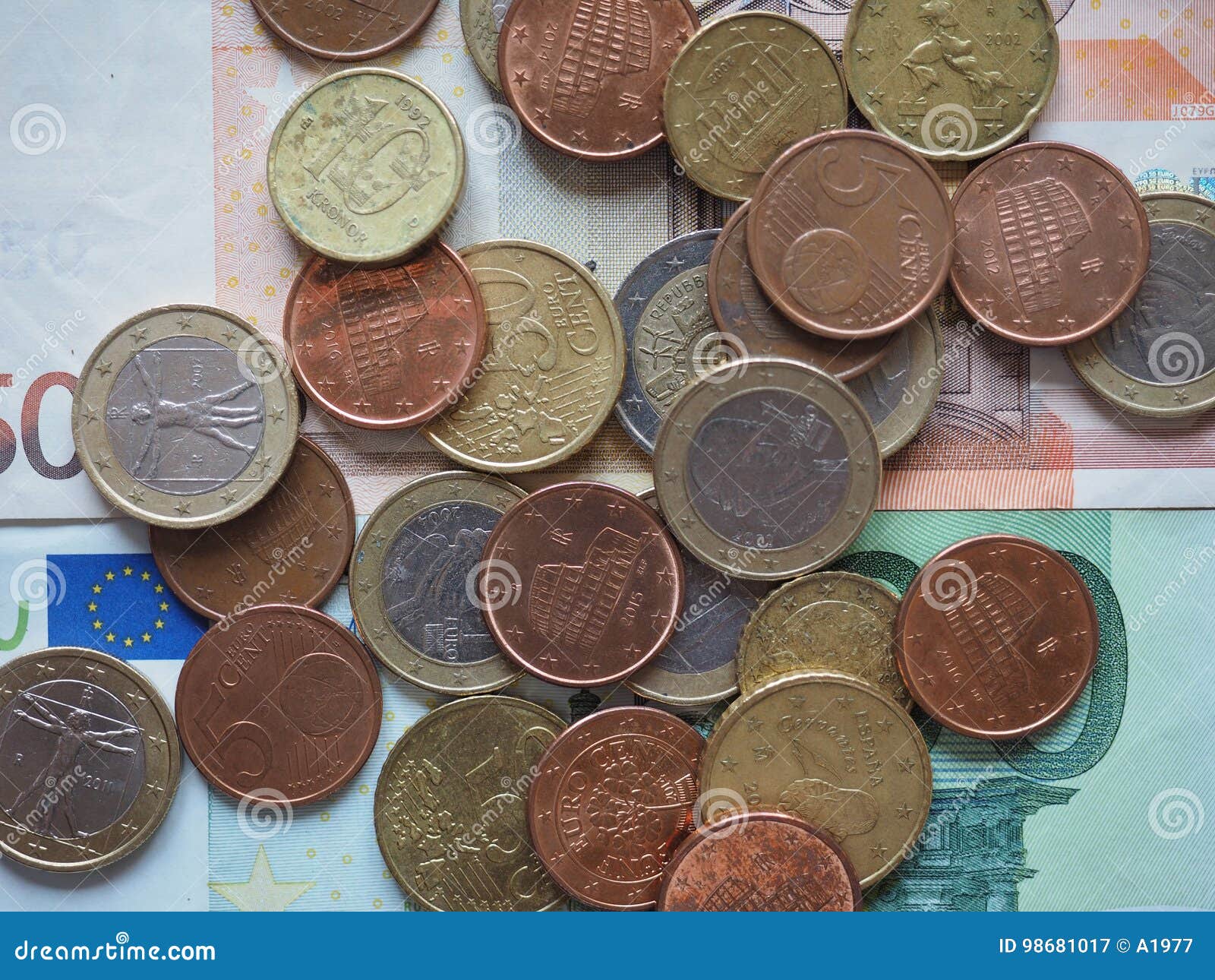 Euro Coins Released by Different Countries Stock Image - Image of earn ...