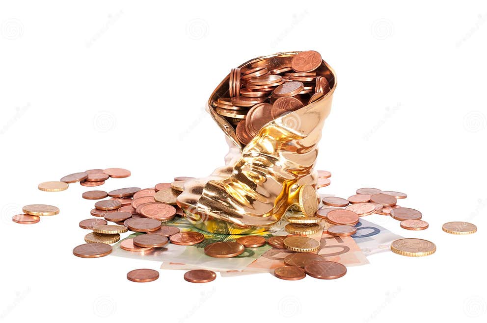 Euro coins in shoe stock photo. Image of bill, currency - 25533564