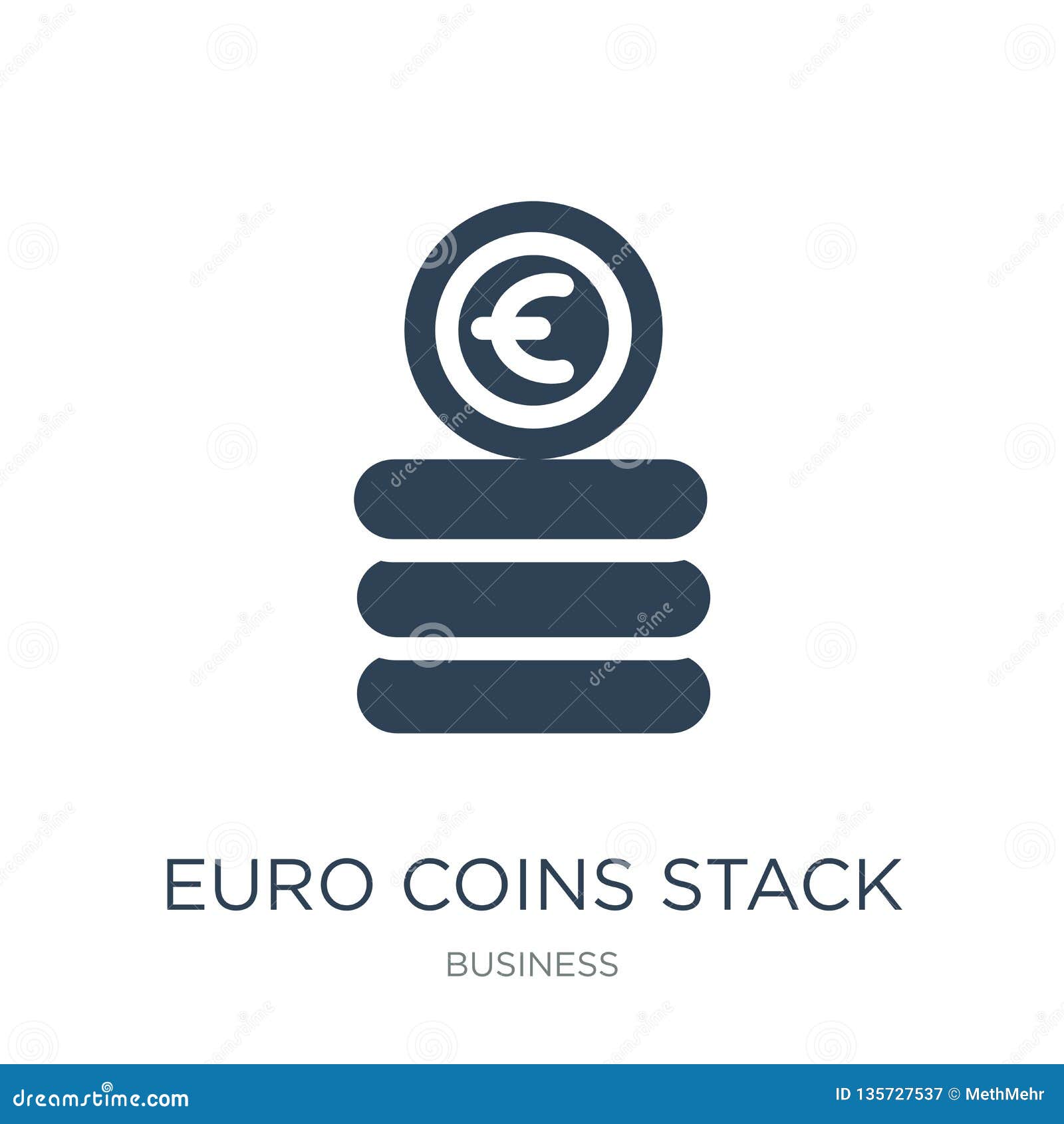 Euro Coins Stack Icon in Trendy Design Style. Euro Coins Stack Icon ...