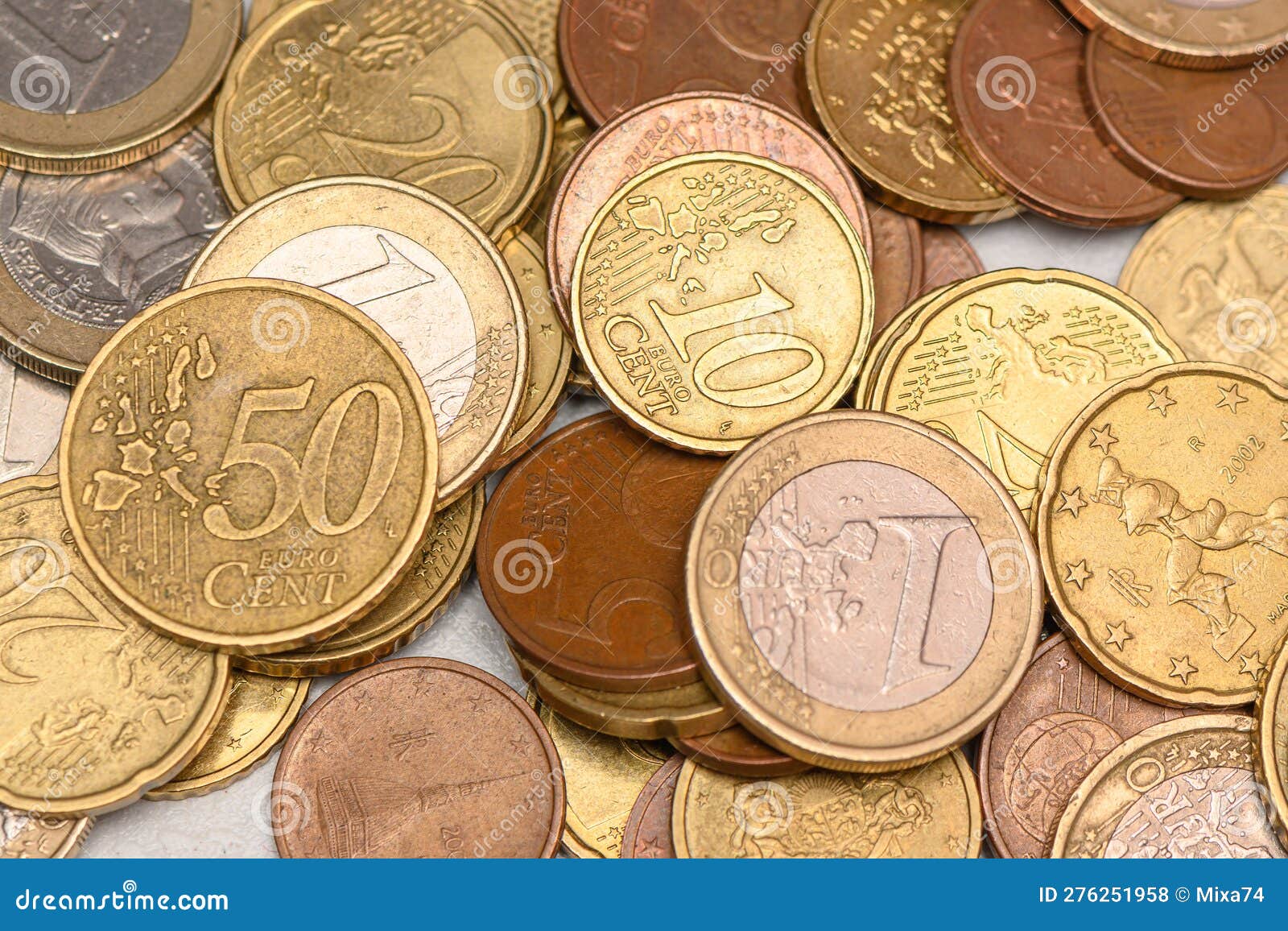 Euro coins top view 1 stock photo. Image of change, banknote - 276251958