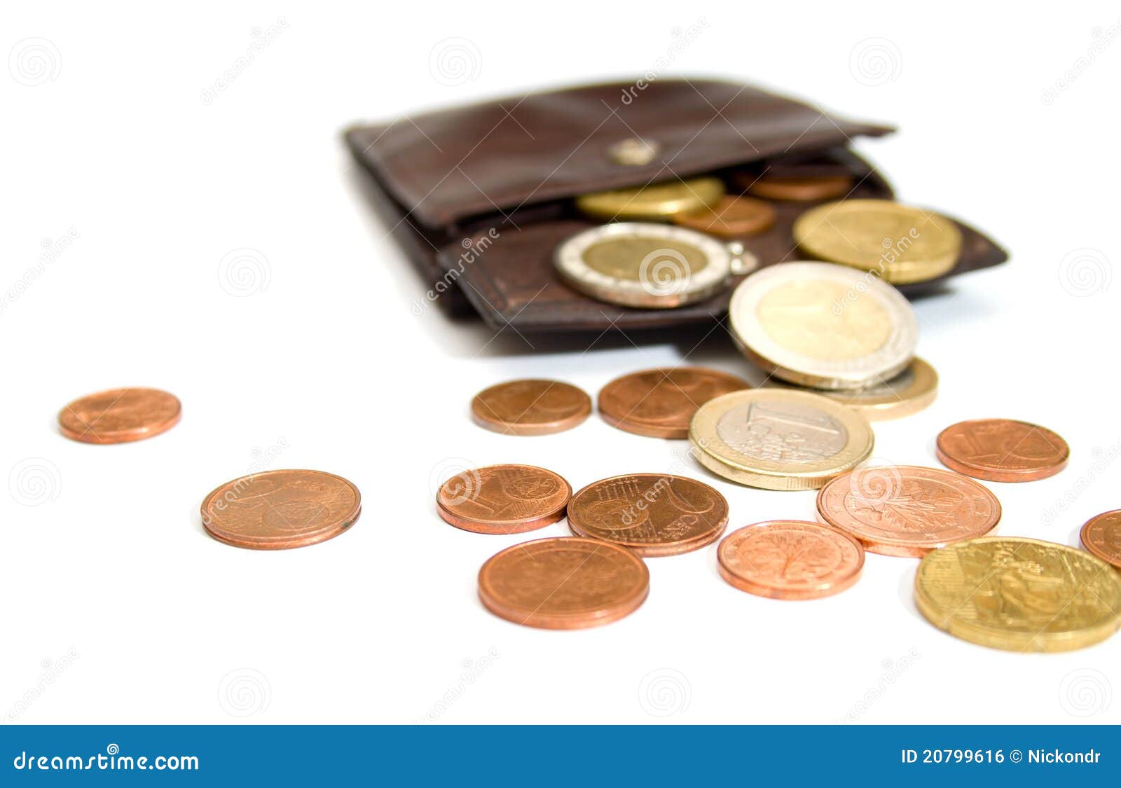 Euro coins and wallet stock photo. Image of copy, travel - 20799616