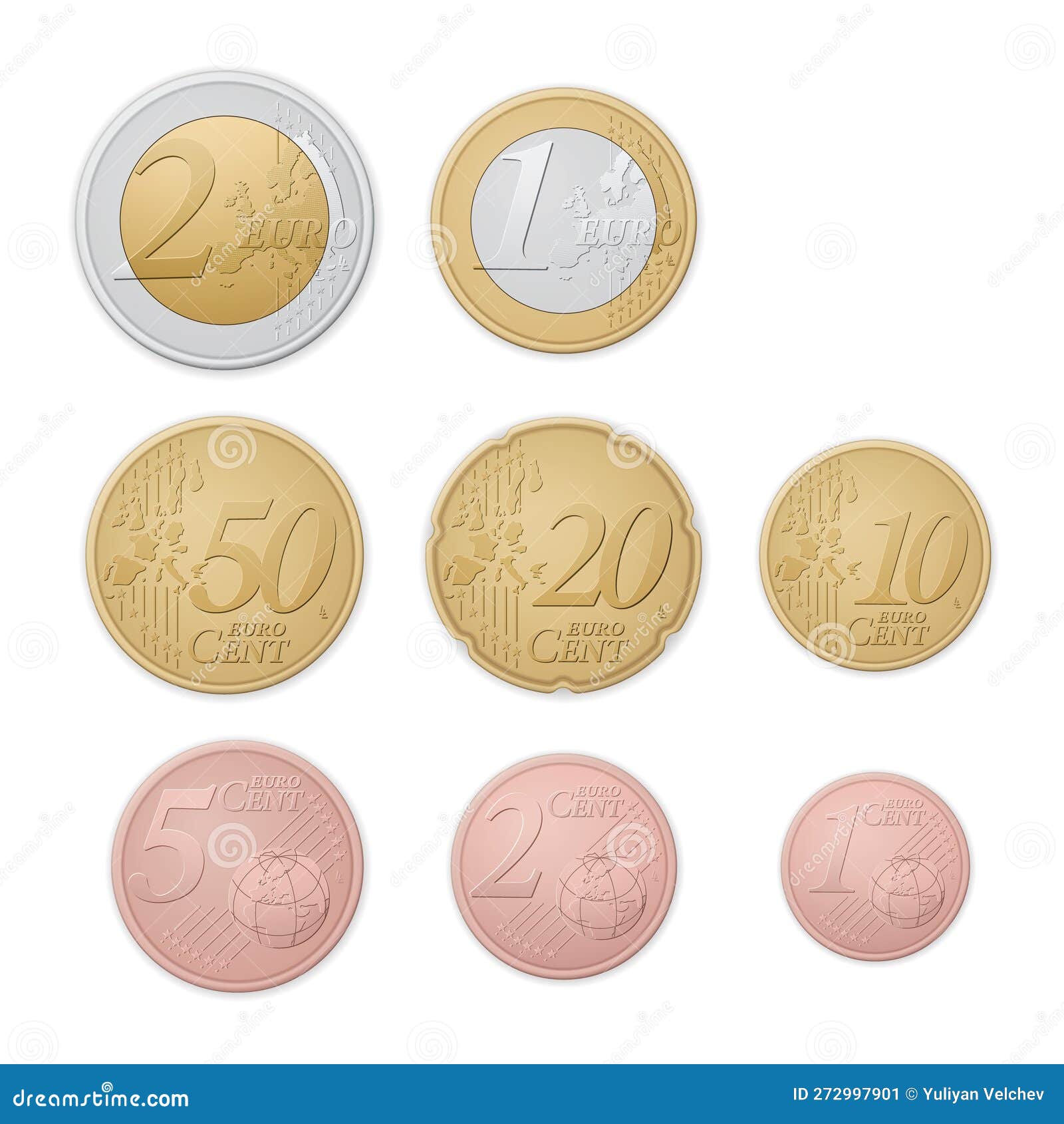 Euro coins stock vector. Illustration of isolated, coin - 272997901