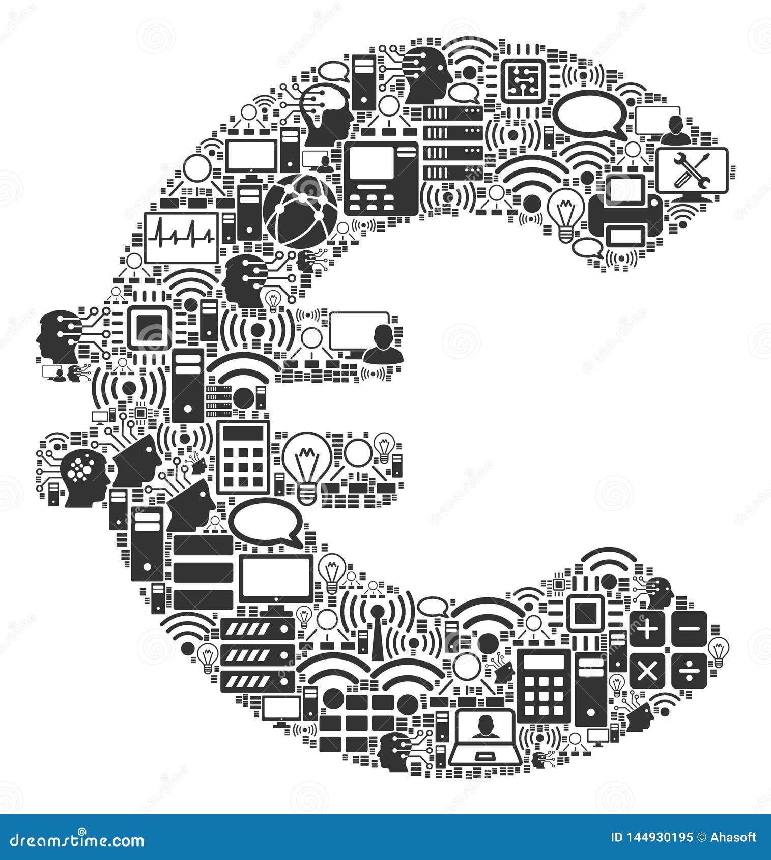 Euro Collage Icon for BigData and Computing Stock Vector - Illustration ...