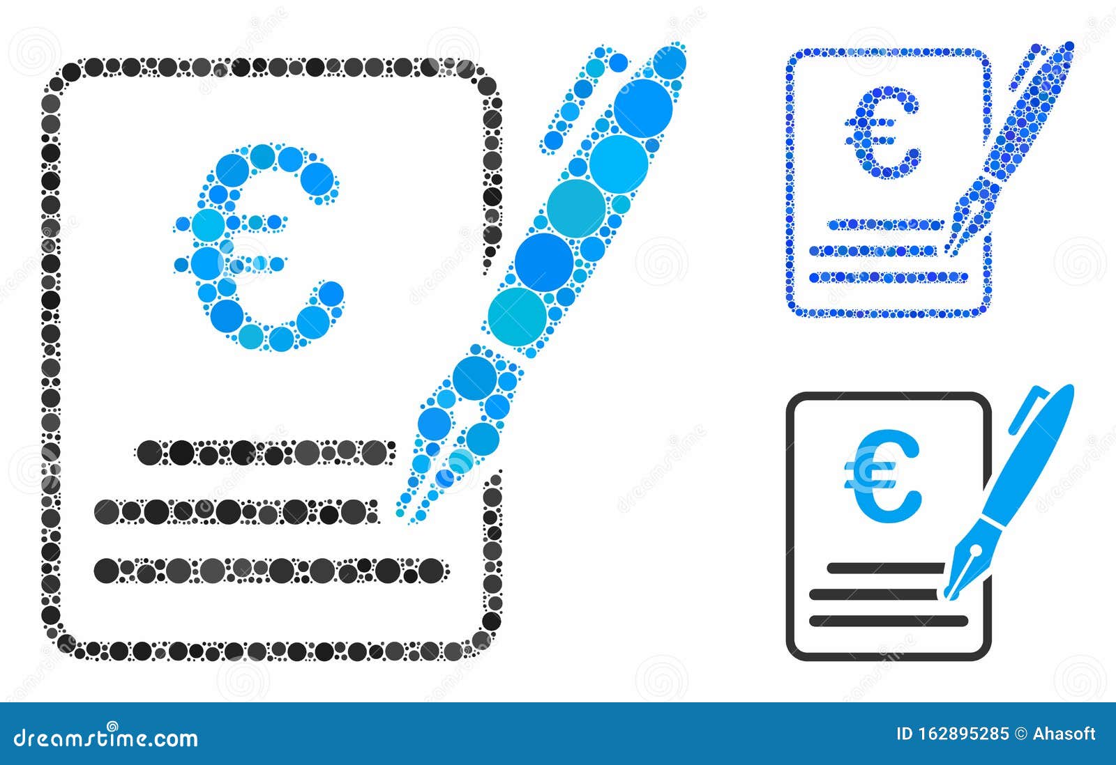 Euro Contract Signature Composition Icon of Spheric Items Stock ...