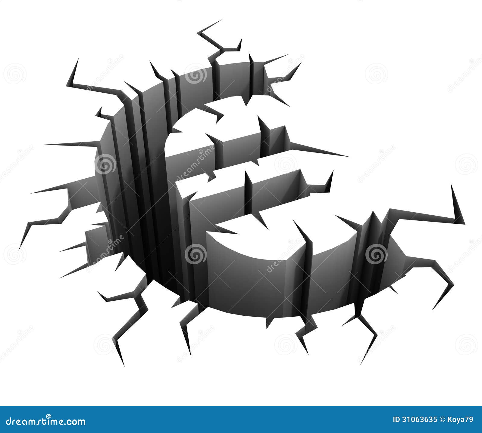 Euro crash 3d concept stock illustration. Illustration of crisis - 31063635