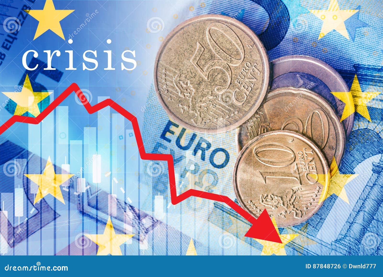 Euro crisis stock photo. Image of chart, economic, cents - 87848726