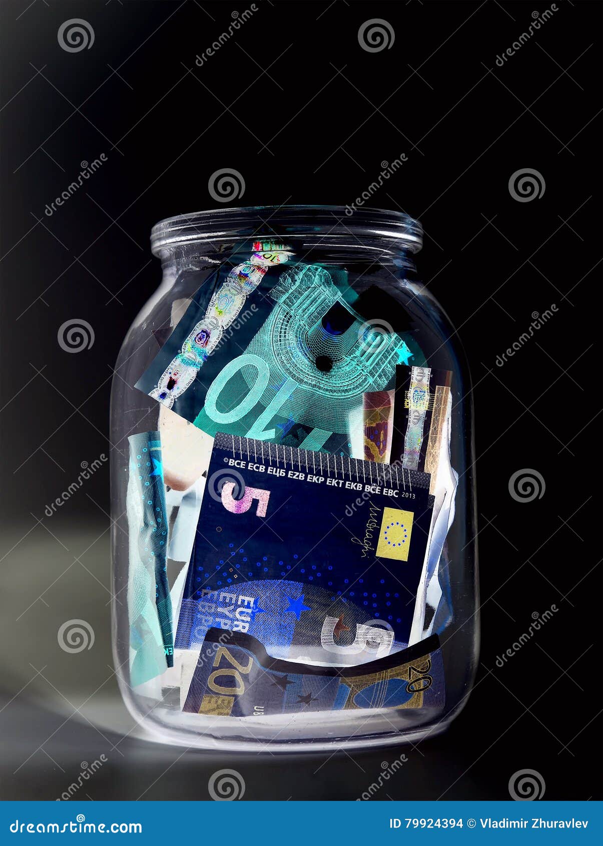 Euro Currency (banknotes ) in UV Light Protection Stock Photo - Image ...