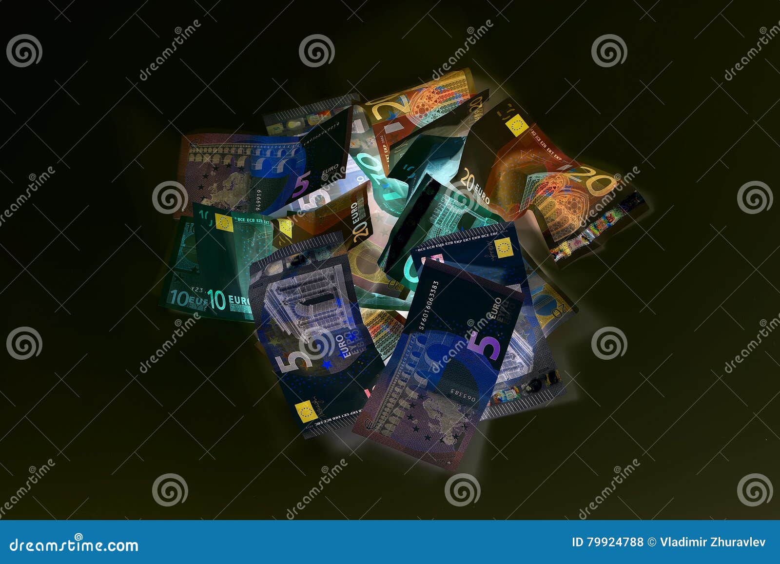 Euro Currency (banknotes ) in UV Light Protection Stock Photo - Image ...