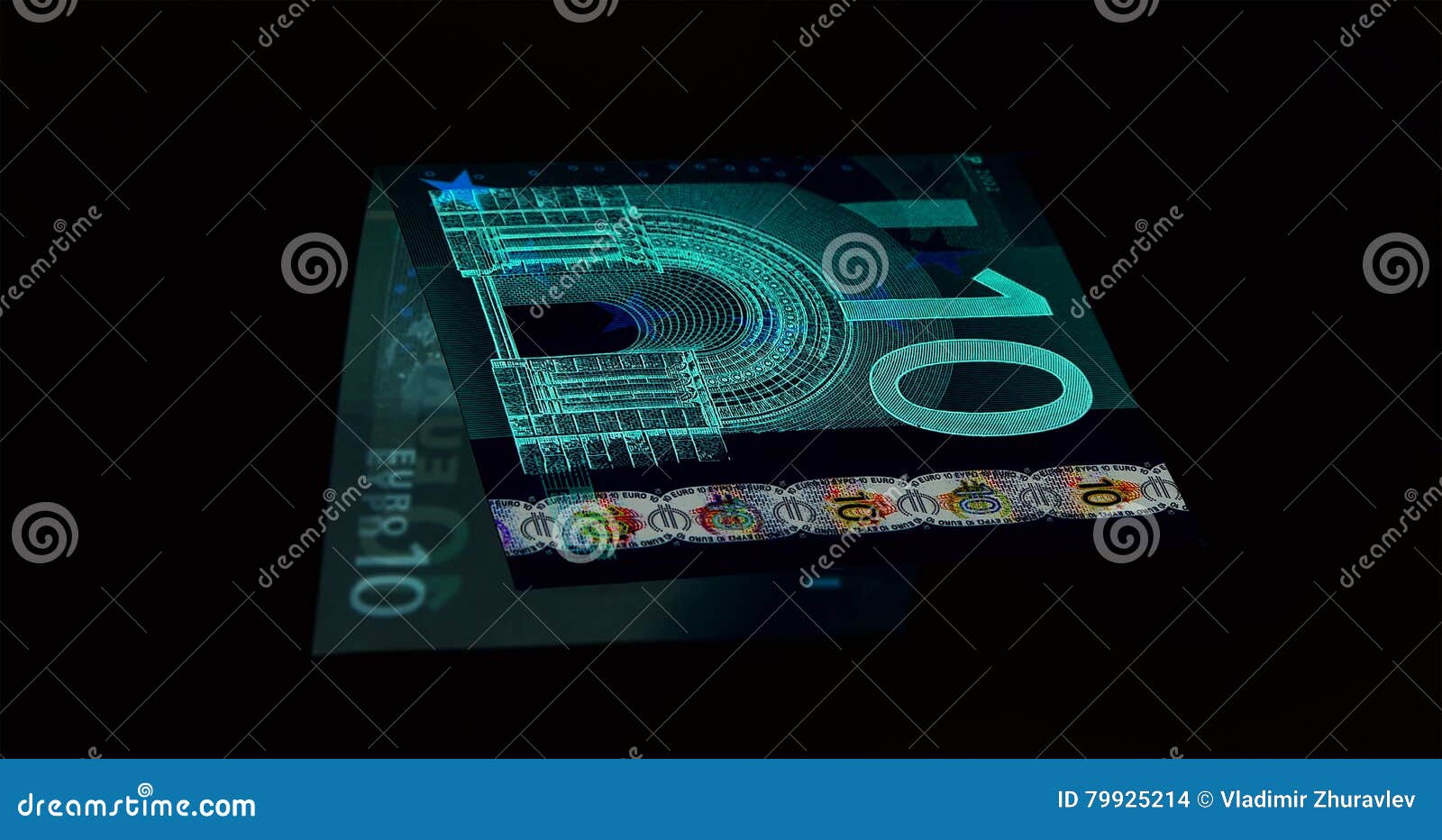 Euro Currency (banknotes ) in UV Light Protection Stock Photo - Image ...