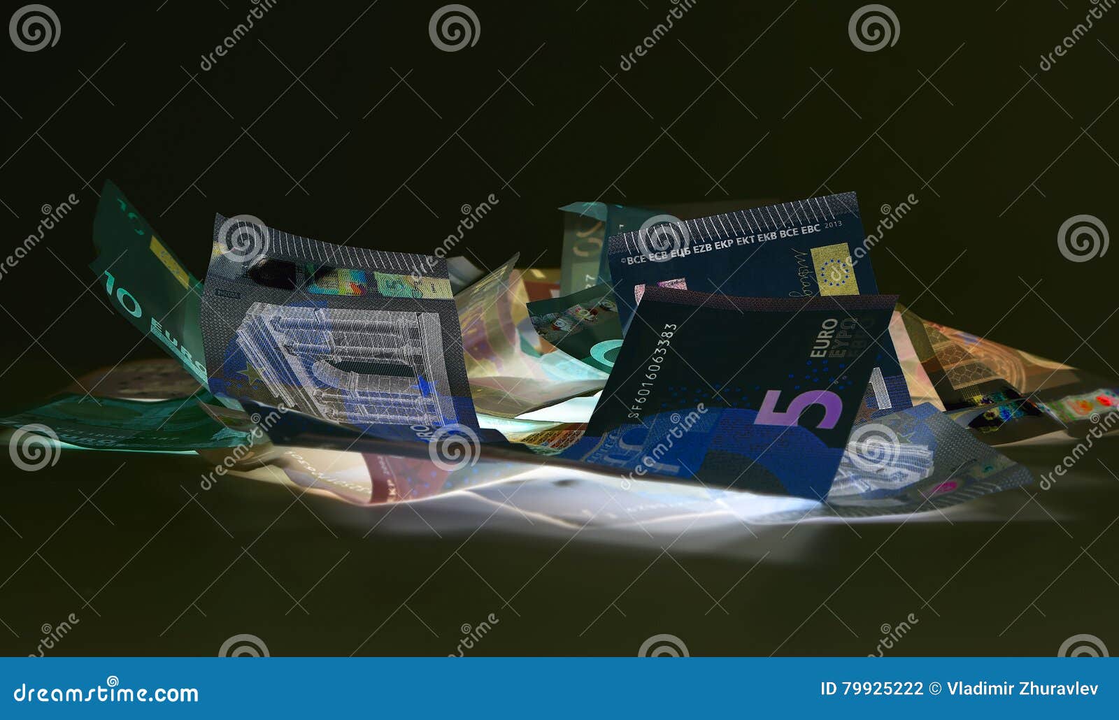 Euro Currency (banknotes ) in UV Light Protection Stock Photo - Image ...