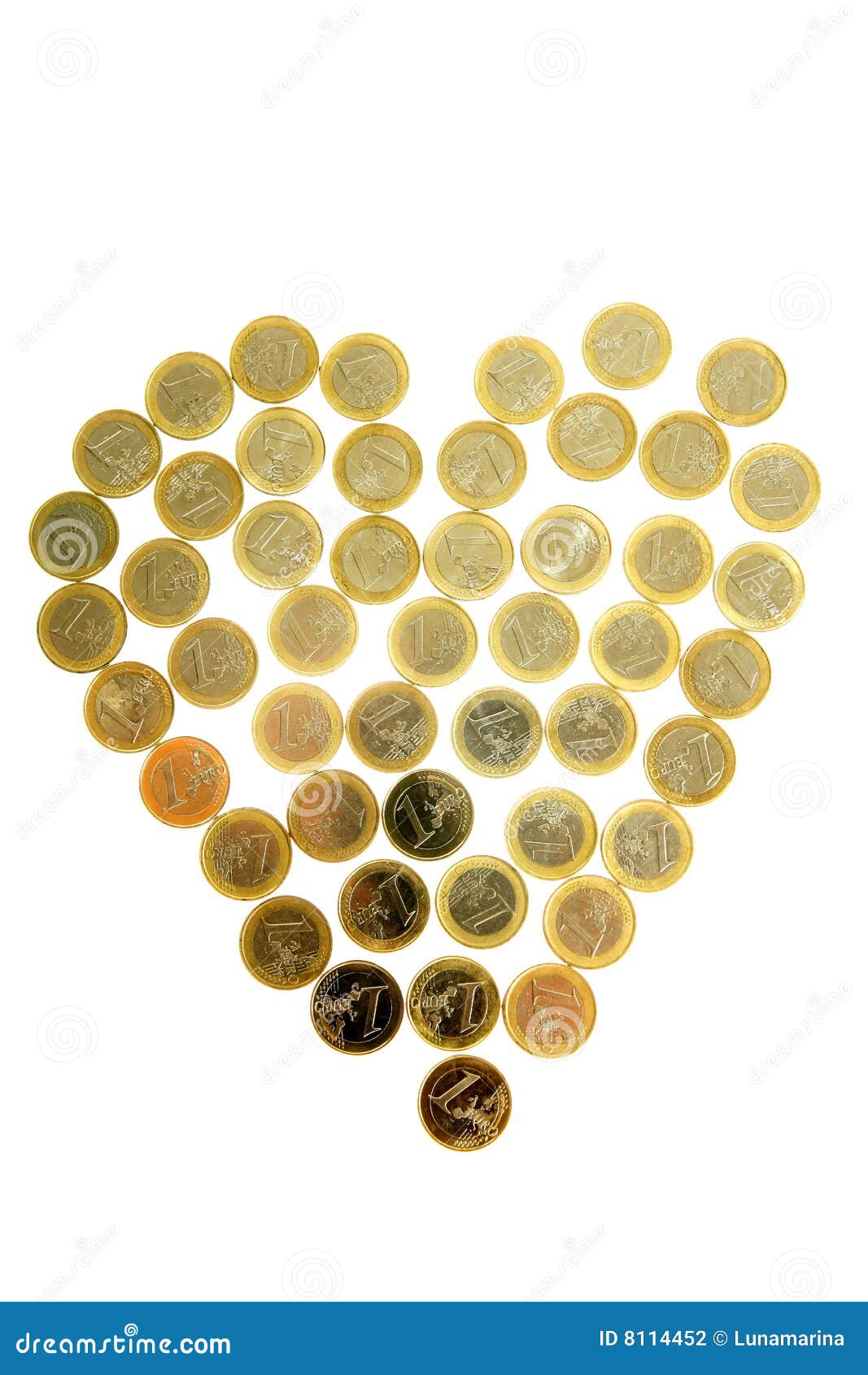Euro Currency Coins in Heart Shape Stock Photo - Image of concept ...