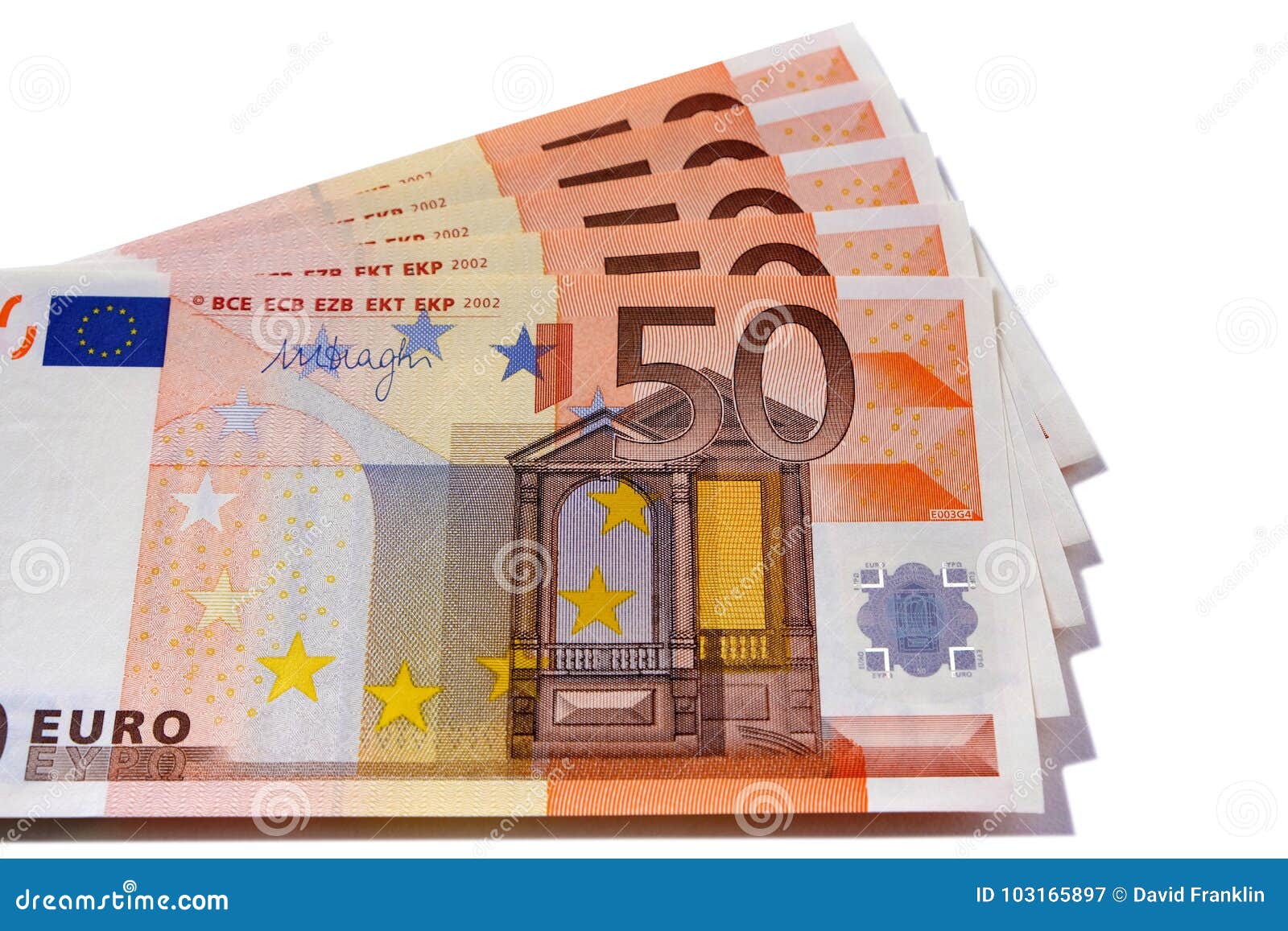 Euro 50 Currency Notes Isolated White Stock Image - Image of euro, lots ...