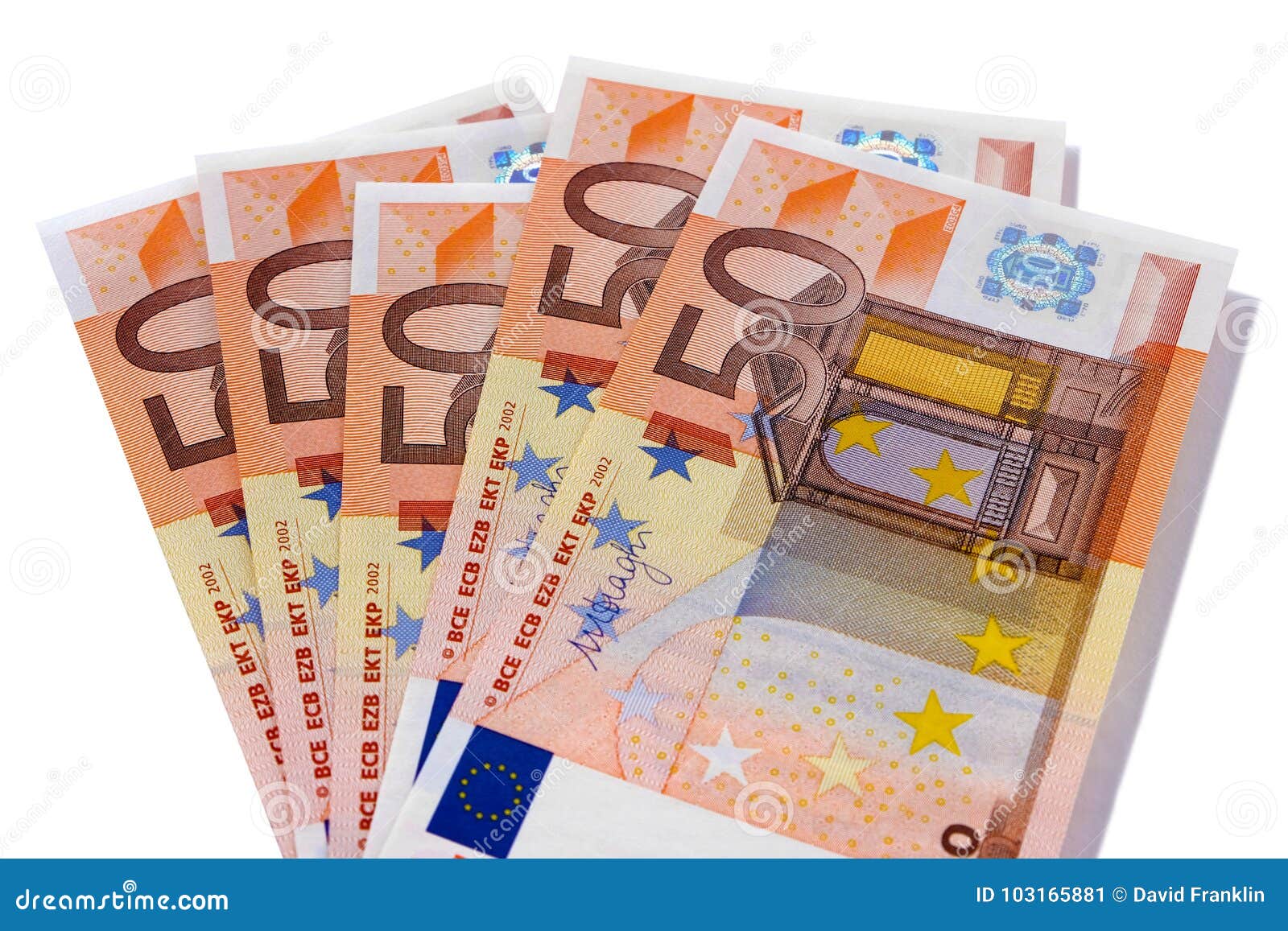 Euro 50 Currency Notes Isolated White Stock Image - Image of banknote ...