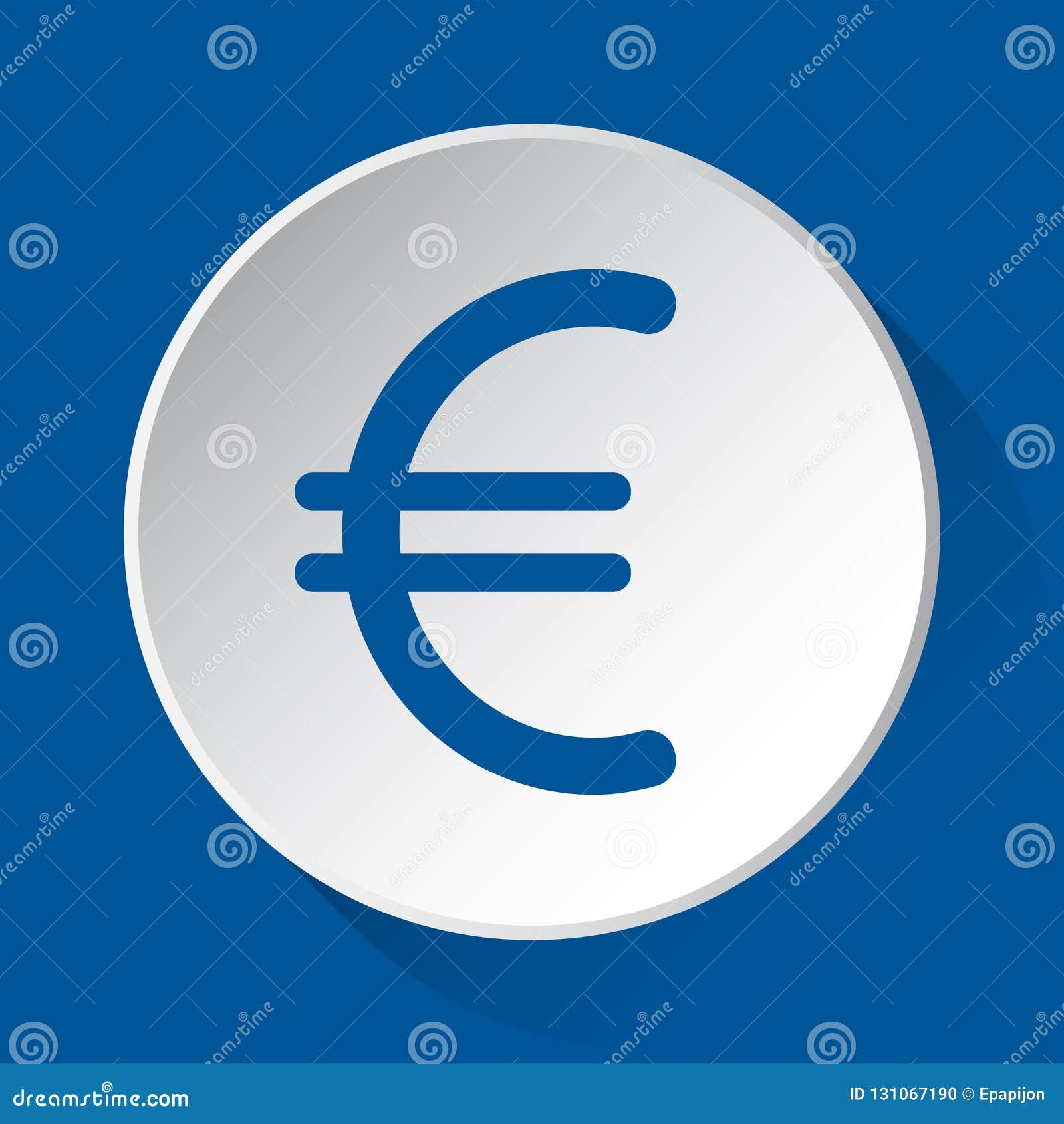 Euro Currency Symbol - Blue Icon on White Button Stock Vector ...