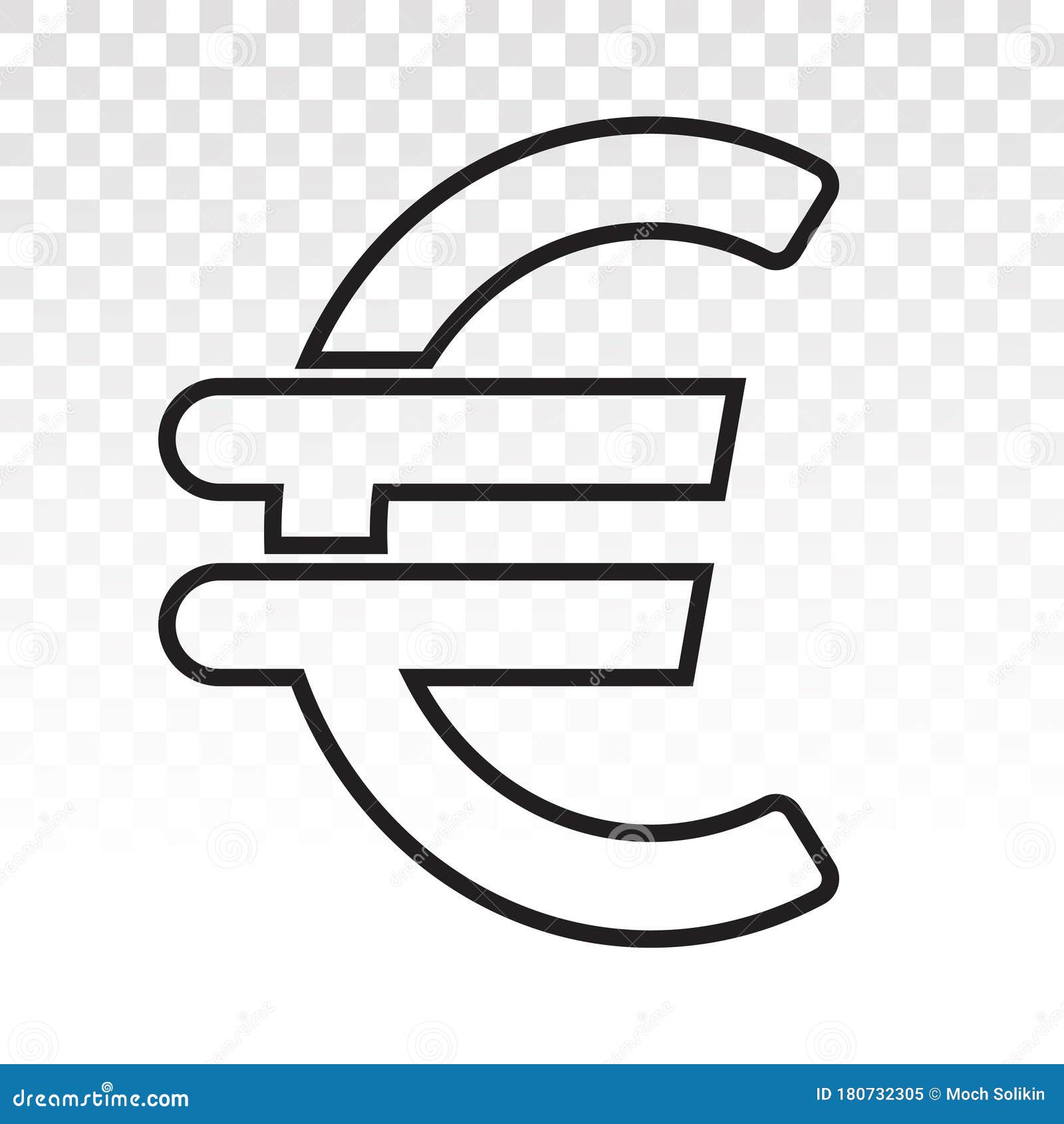Euro Currency Vector Flat Sign or Symbol on a Transparent Background ...