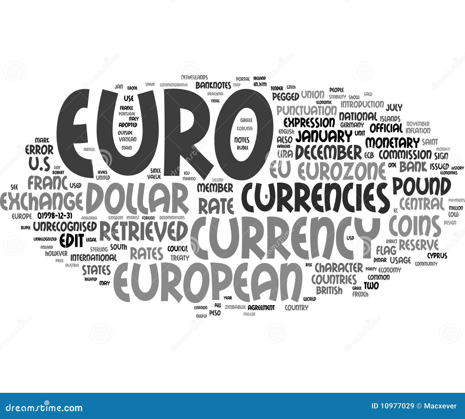 Euro currency word cloud stock illustration. Illustration of crisis ...