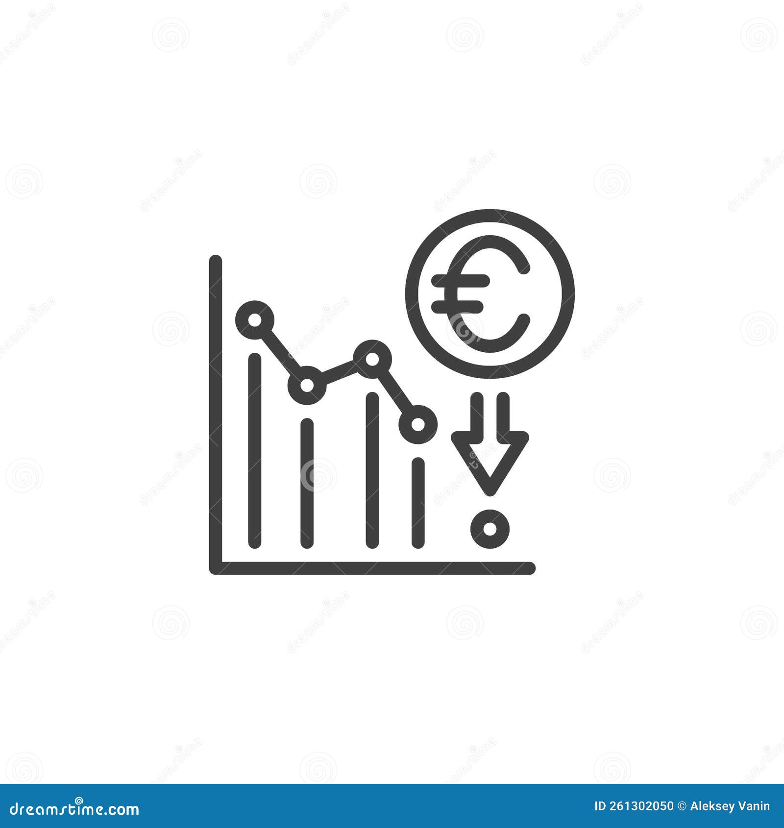 Euro decline line icon stock vector. Illustration of graphics - 261302050