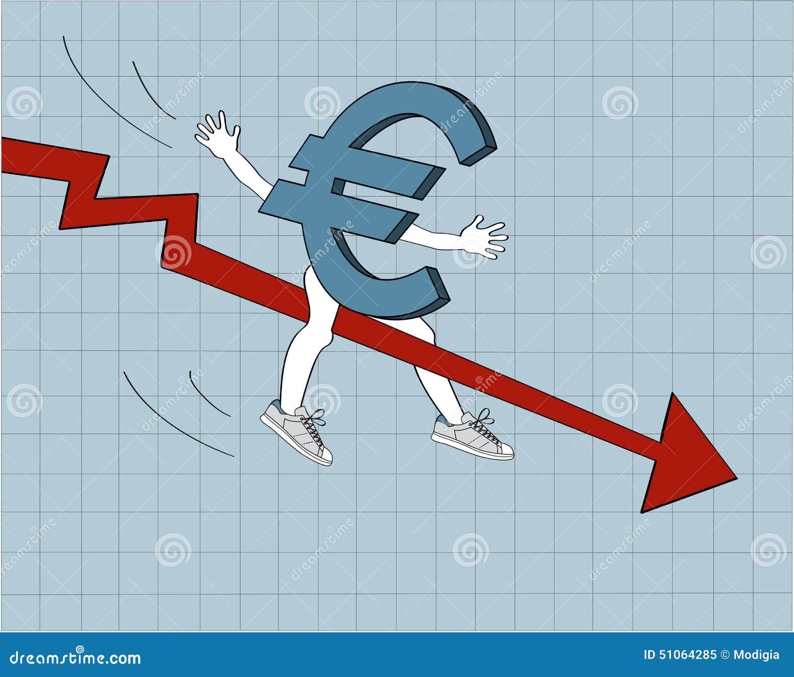 Euro decrease stock vector. Illustration of currency - 51064285