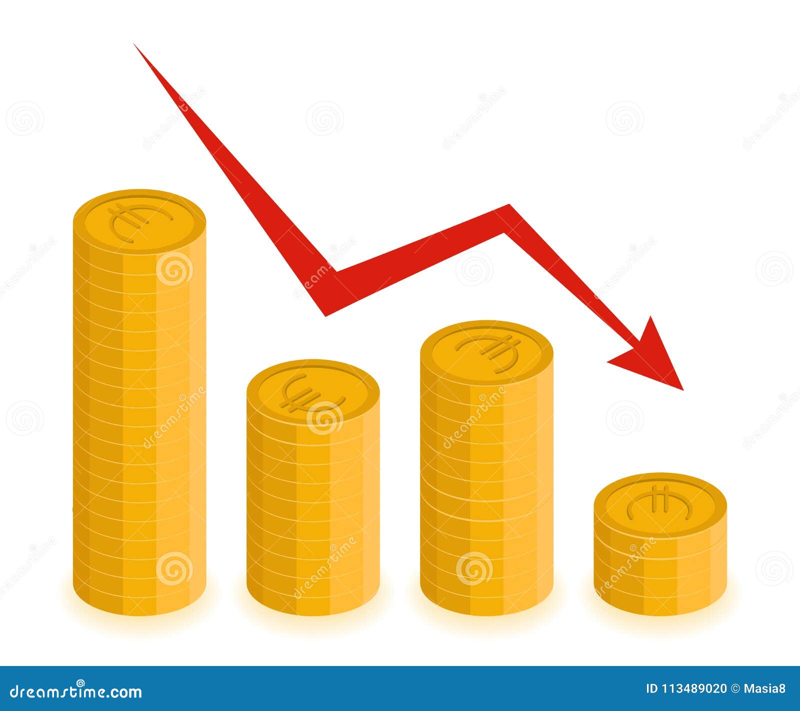 Euro depreciation vector stock vector. Illustration of euro - 113489020