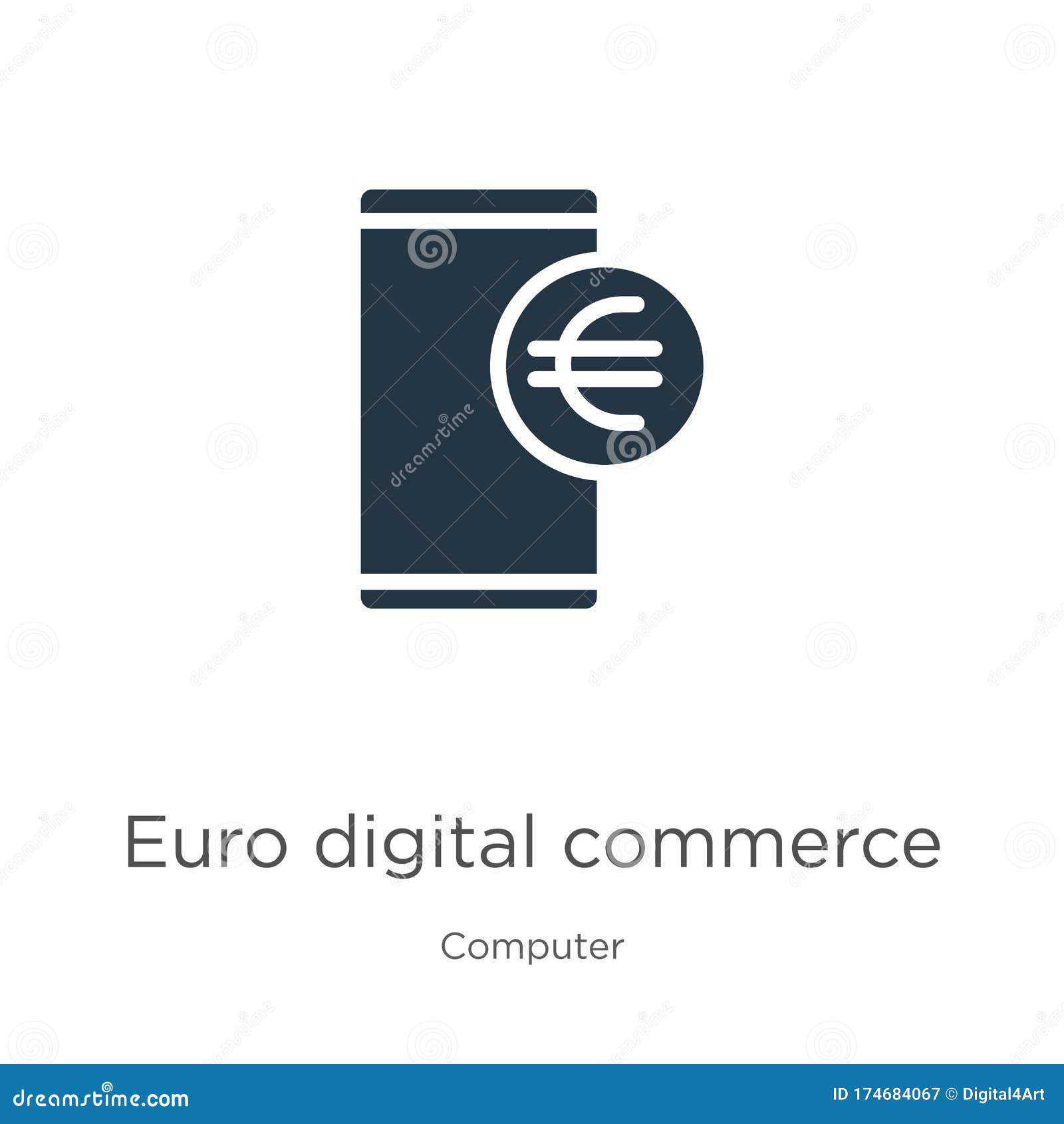 Euro Digital Commerce Sign on Tablet Screen Icon Vector. Trendy Flat ...