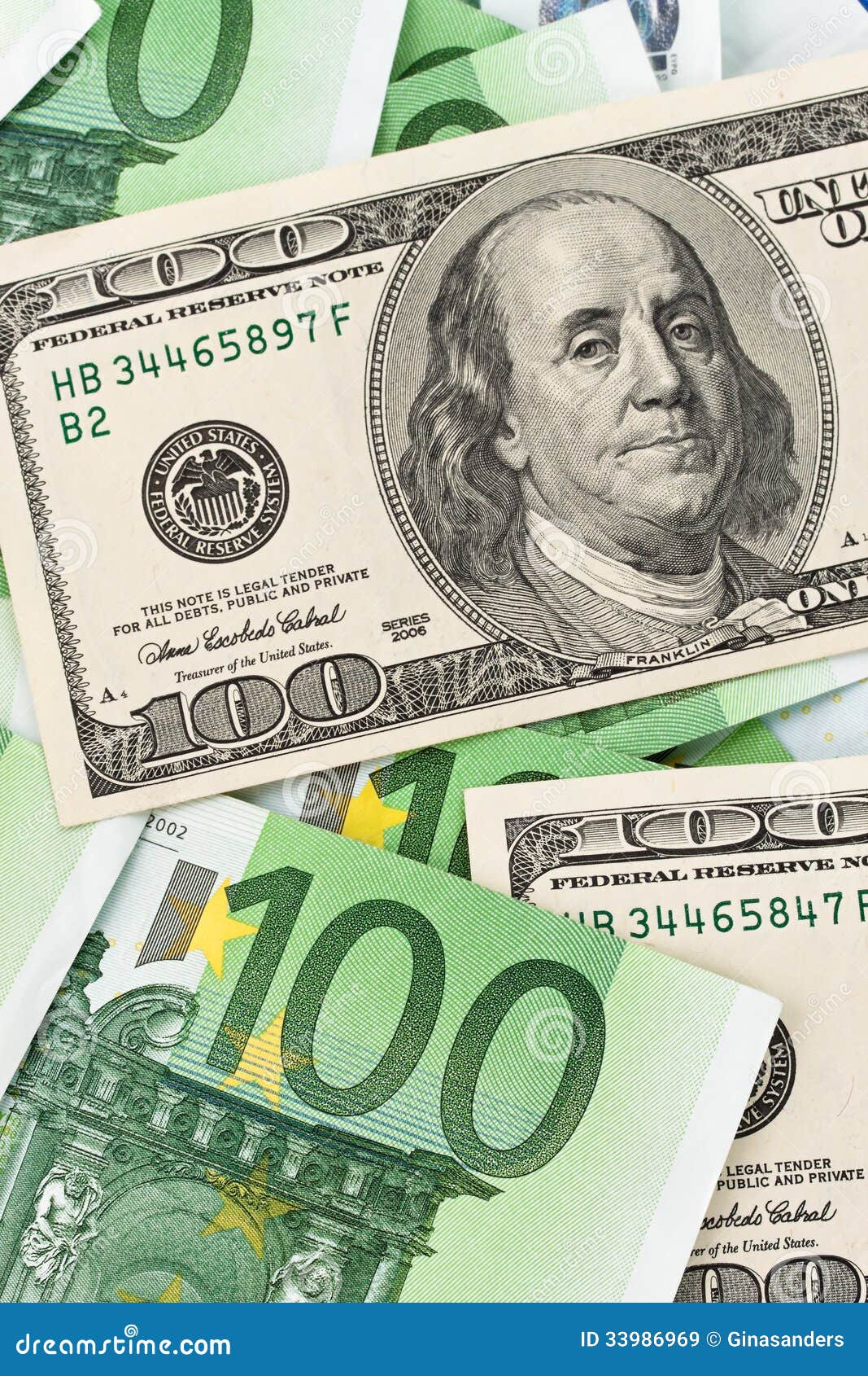 Euro and dollar banknotes. stock image. Image of exchange - 33986969