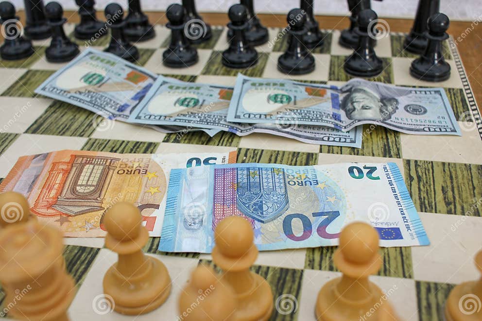 Euro and Dollar Bills on the Chessboard Stock Photo - Image of buying, saving: 294877848