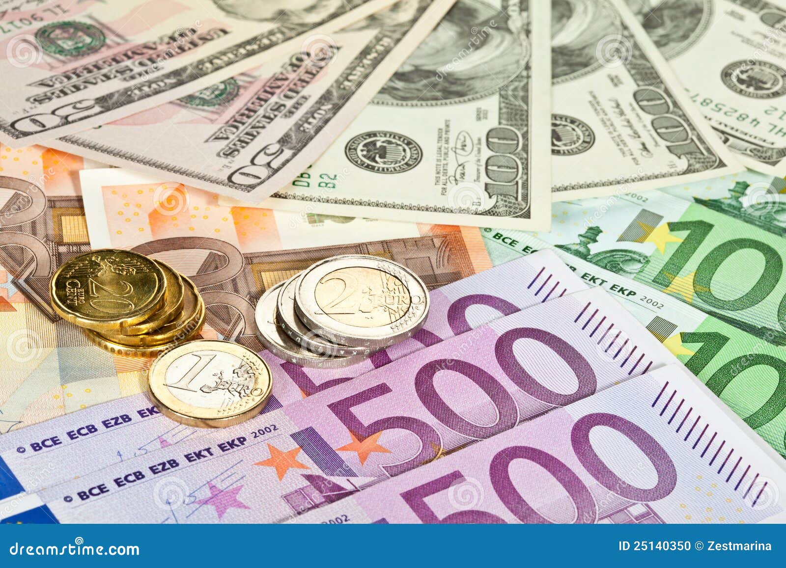 Euro and dollar currency stock photo. Image of coin, analytics - 25140350