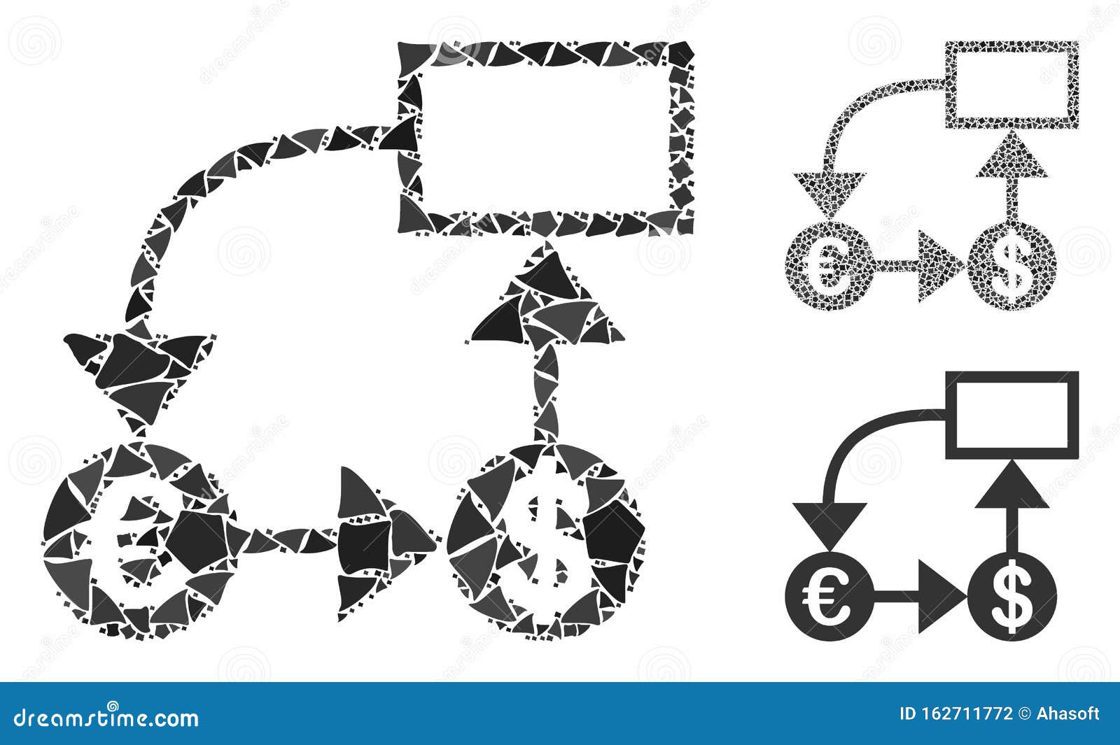 Euro and Dollar Flow Chart Composition Icon of Irregular Pieces Stock ...