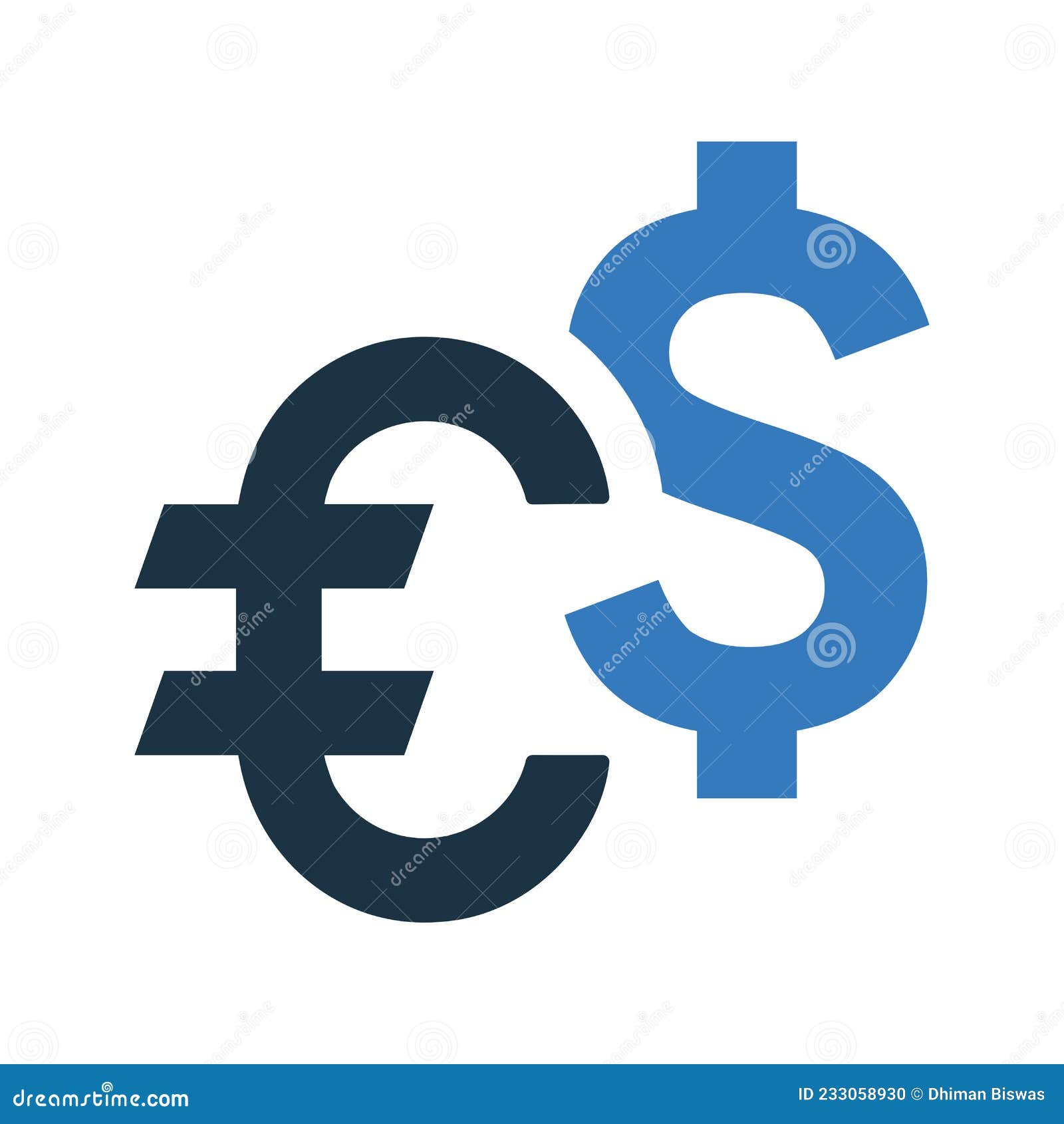 Euro, Dollar Icon. Simple Editable Vector Design Isolated on a White ...