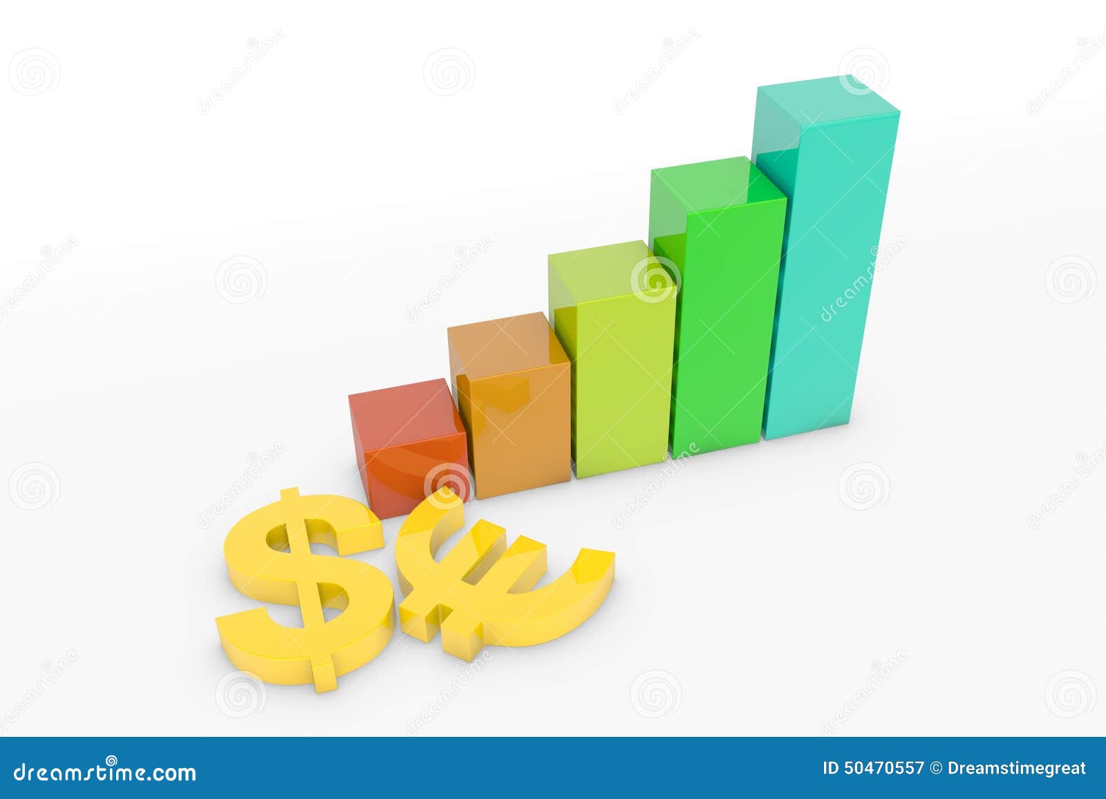 Euro and Dollar Sign with Graph Stock Illustration - Illustration of ...